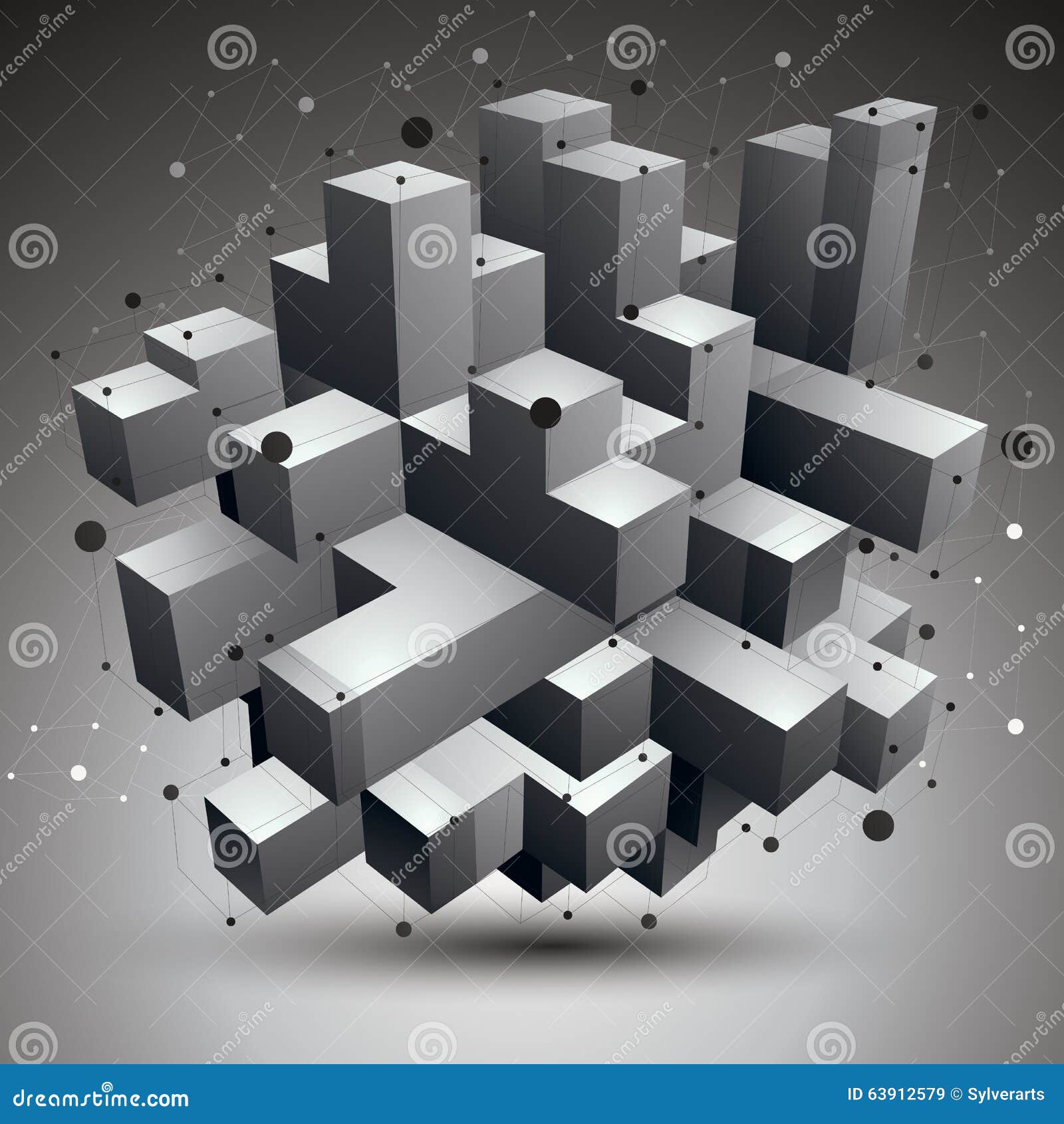 Vector Complicated 3d Figure, Modern Digital Technology Style Form ...