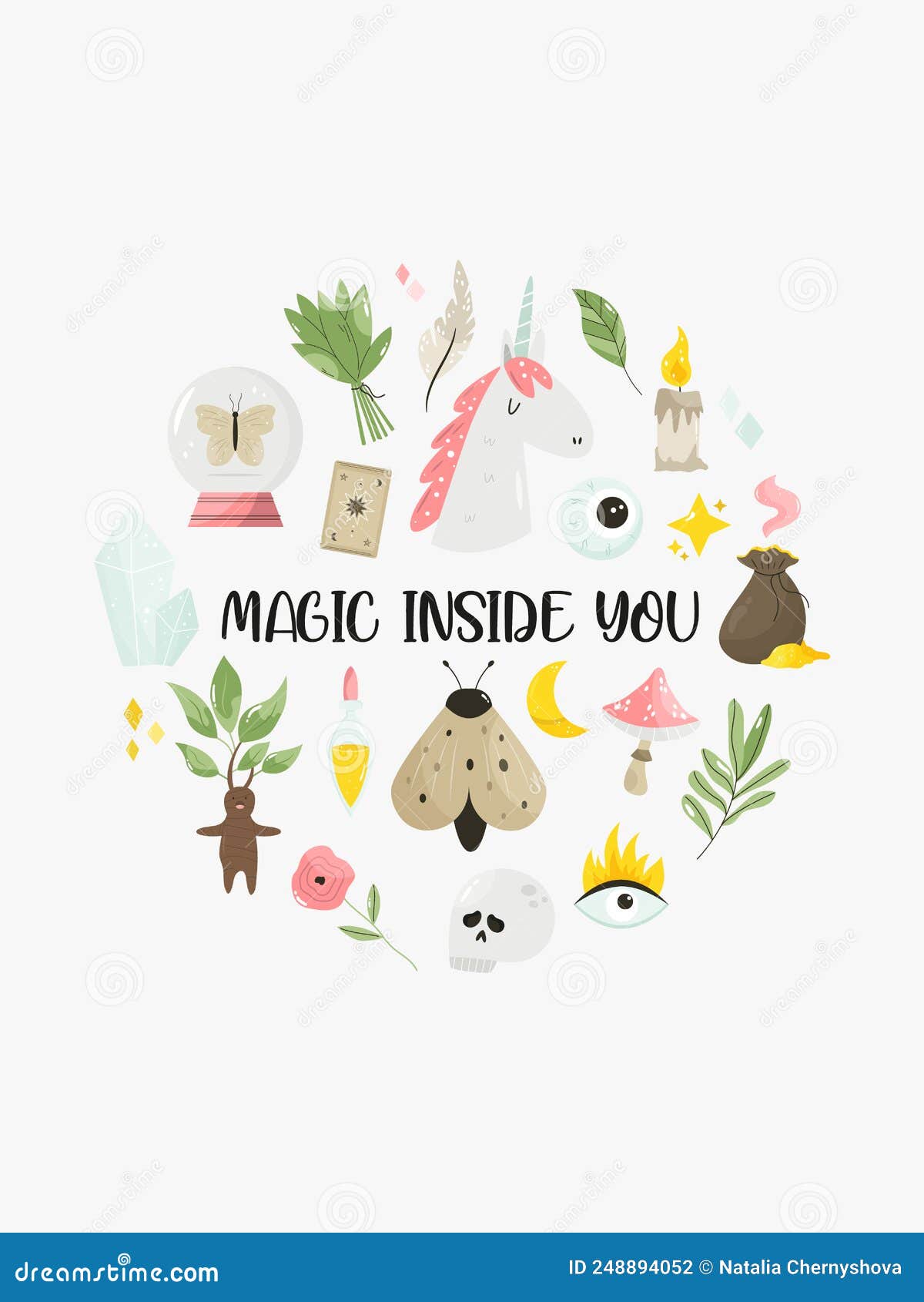 Vector Composition with Different Magic, Wizard Items, Icons, Tools ...