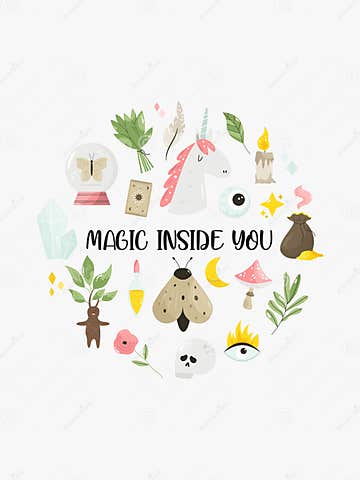 Vector Composition with Different Magic, Wizard Items, Icons, Tools ...