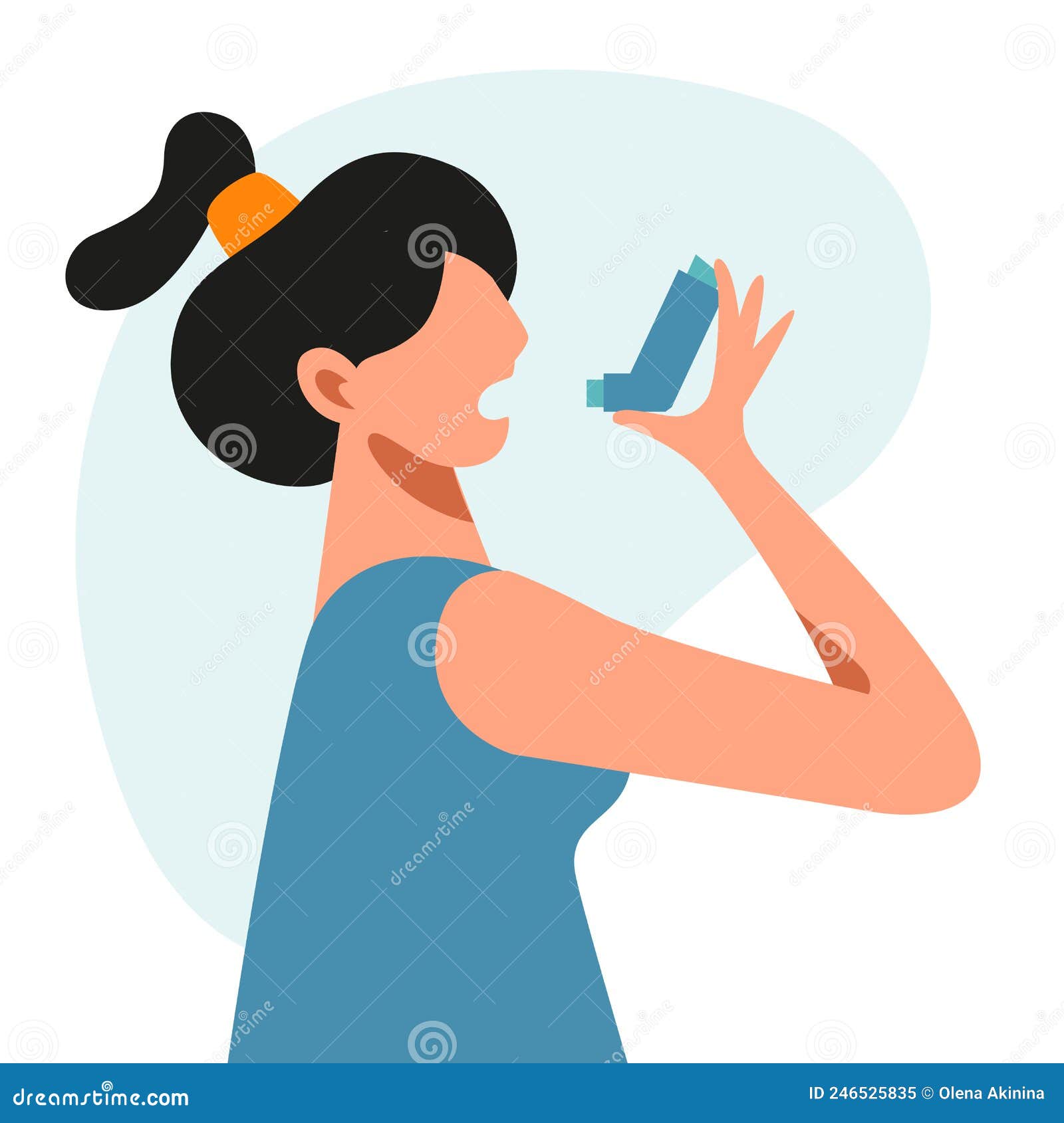 A Vector Composition with a Woman Using Inhaler. Stock Vector ...
