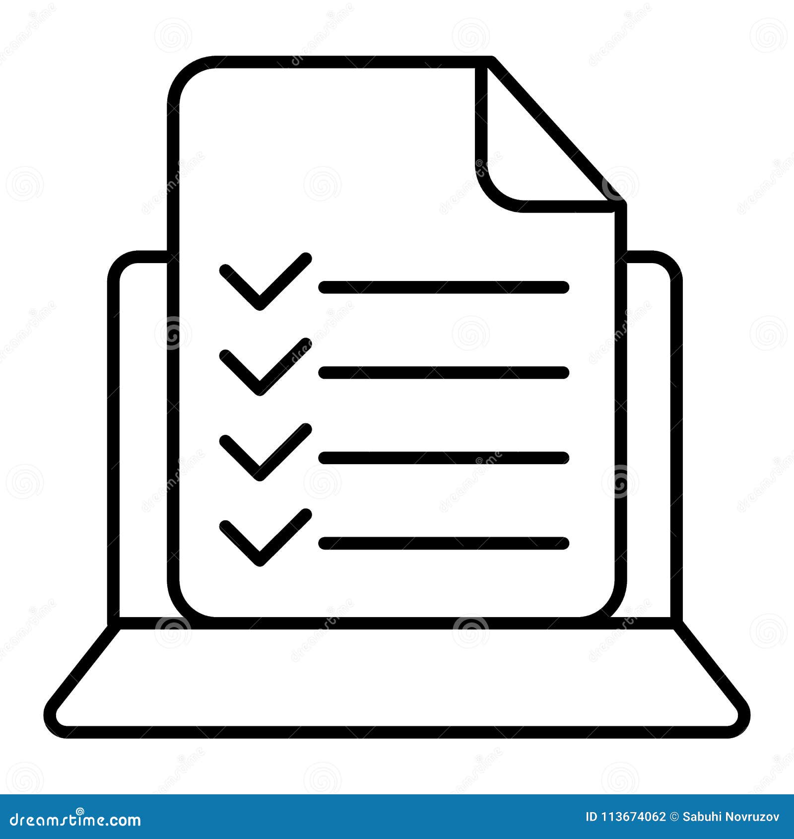 Computer With Checklist, Agenda Or Day Plan - Workplace Icon Vector ...