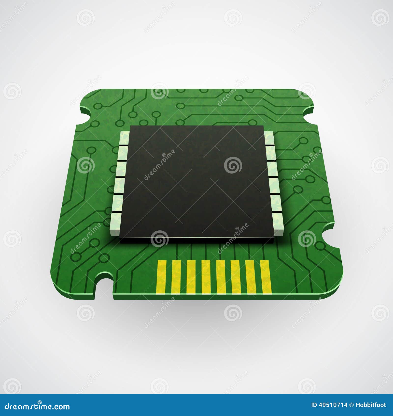 Vector Computer Chip or Microchip. Stock Vector - Illustration of ...
