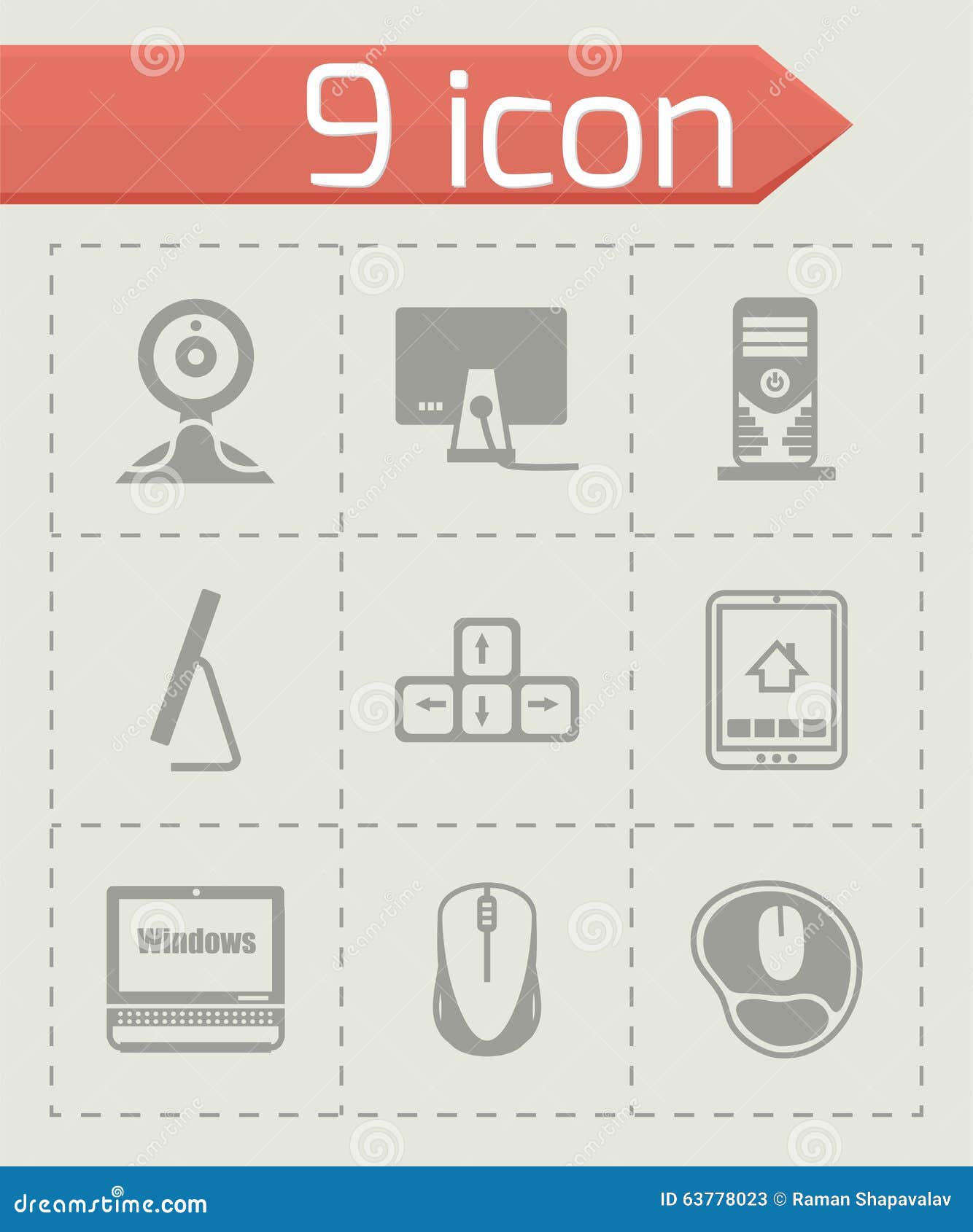 Vector Computer icon set stock vector. Illustration of object - 63778023