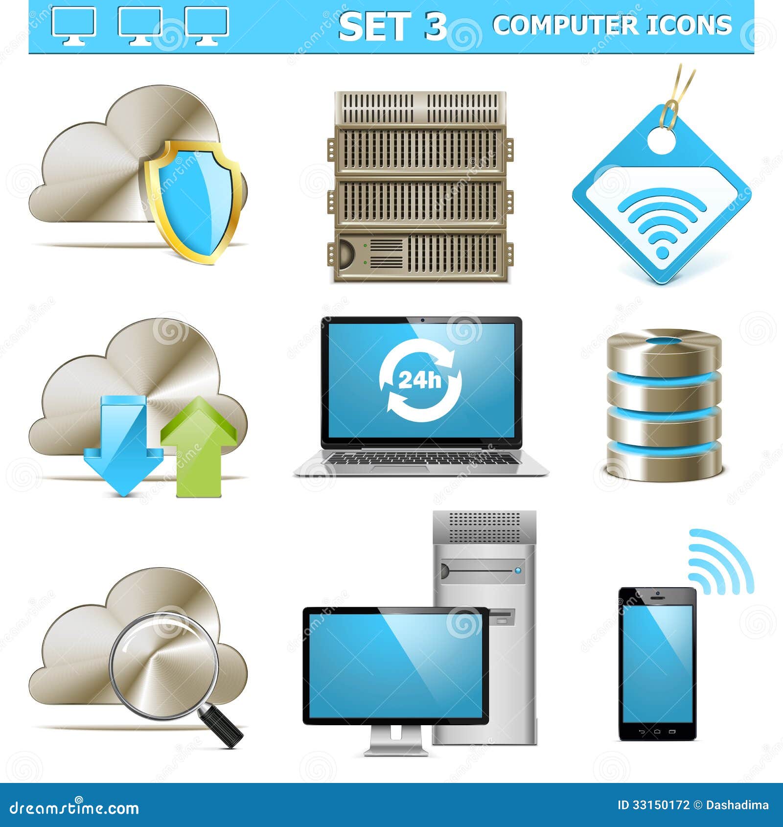 Vector Computer Icons Set 3 Stock Vector - Illustration of arrow ...