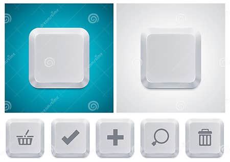 Vector Computer Keyboard Button Square Icon Stock Vector - Illustration ...