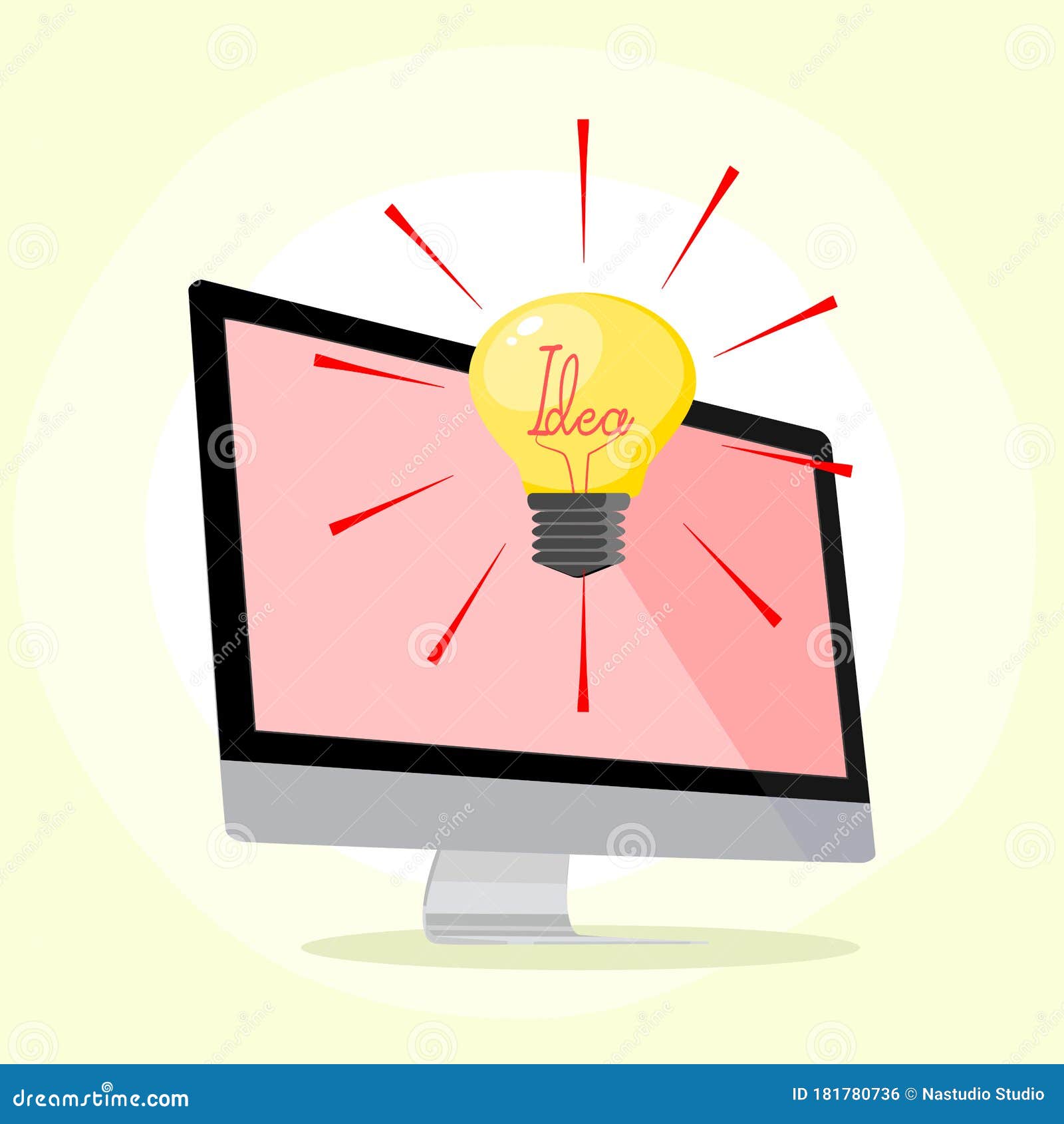 Vector Computer and Light Bulbs Ideas for Creating Ideas Stock Vector ...
