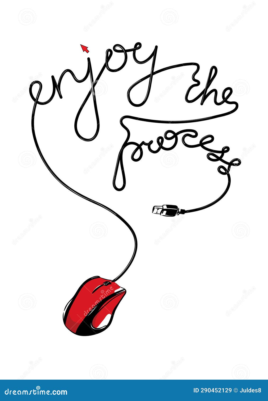 Vector Computer Mouse with USB Cable and Text Stock Vector ...