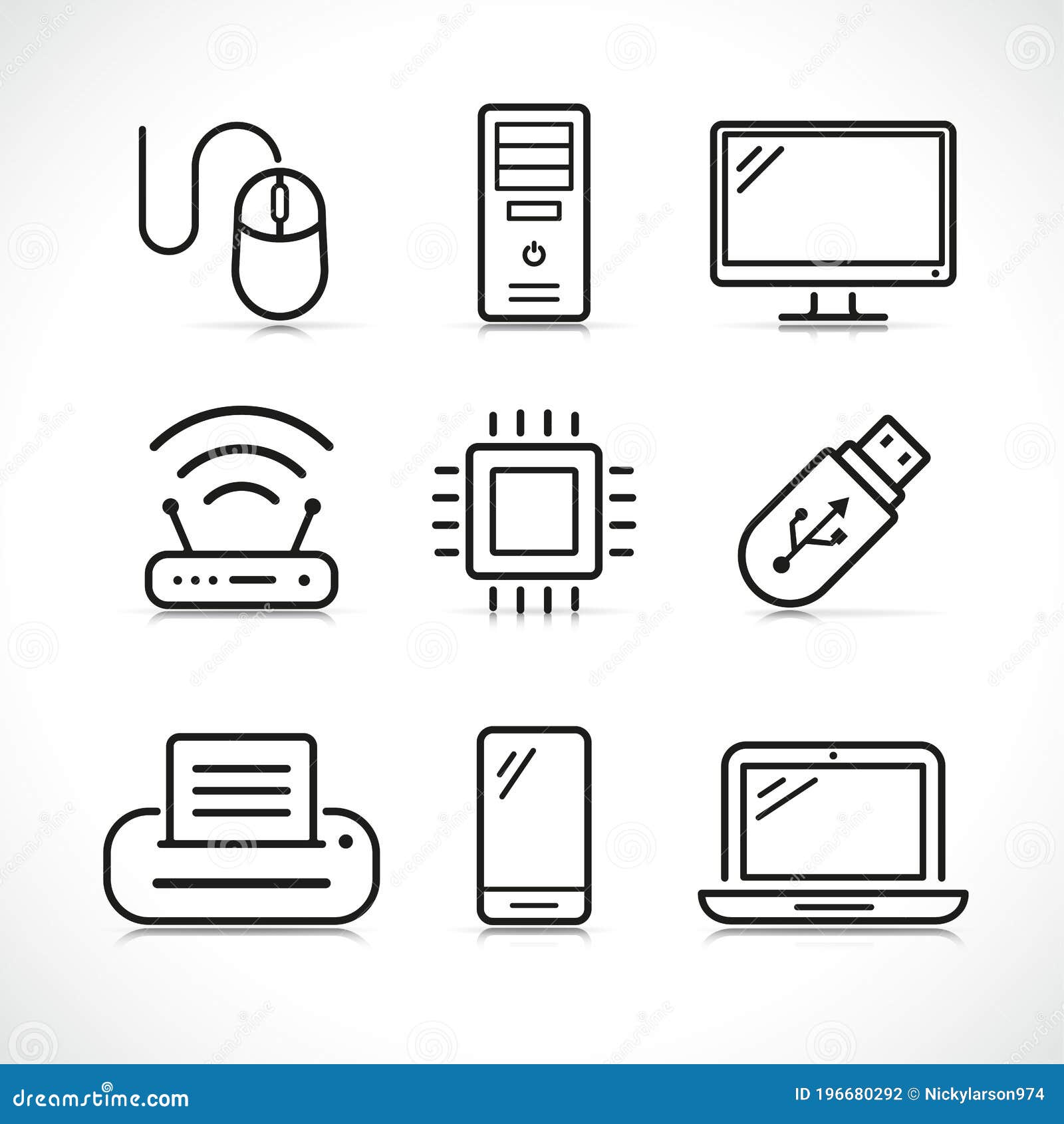 Vector Computer Science Icons Set Stock Vector - Illustration of vector ...