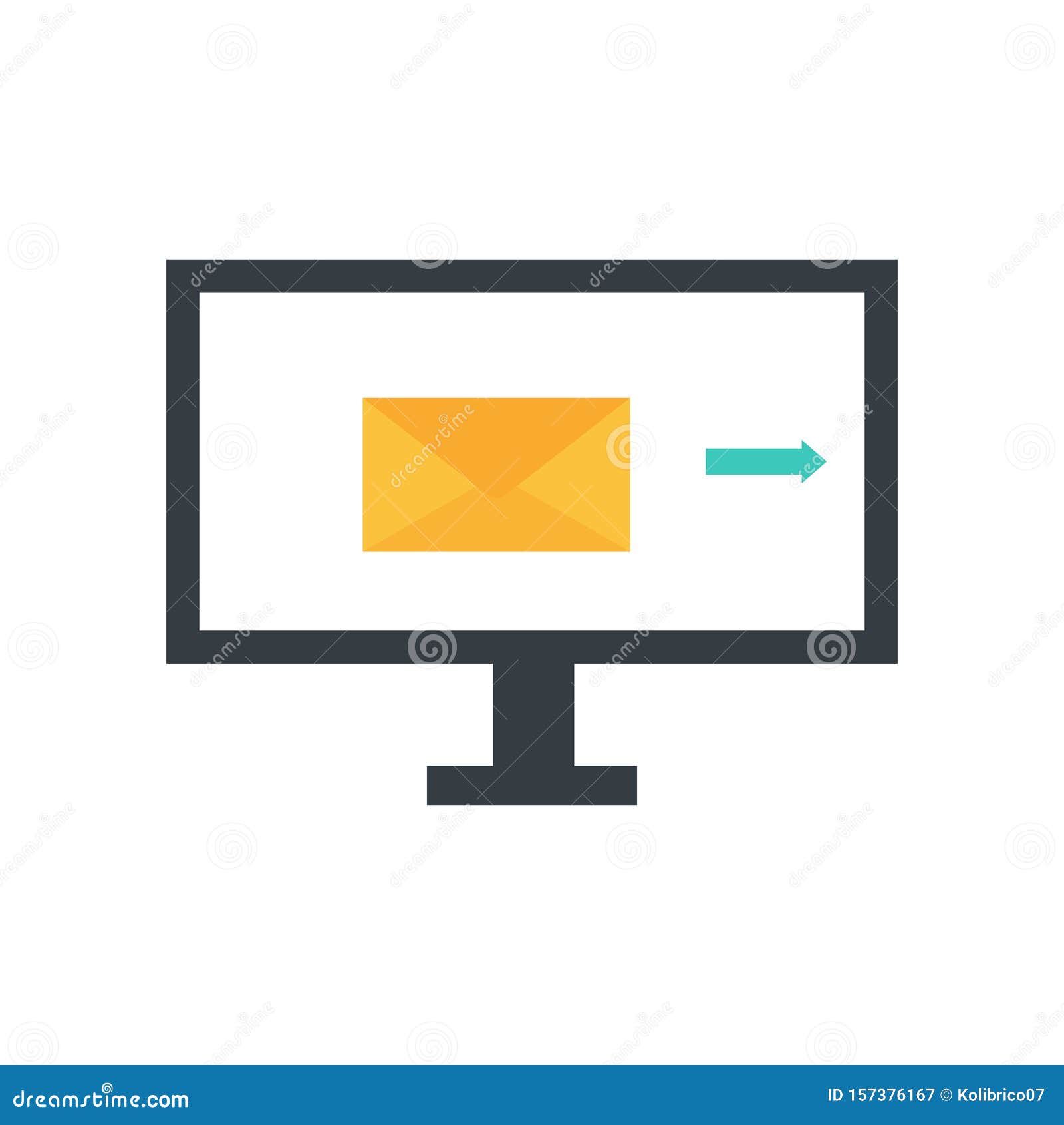 Vector Computer Screen Displaying Email Sending. Computer Monito Stock ...