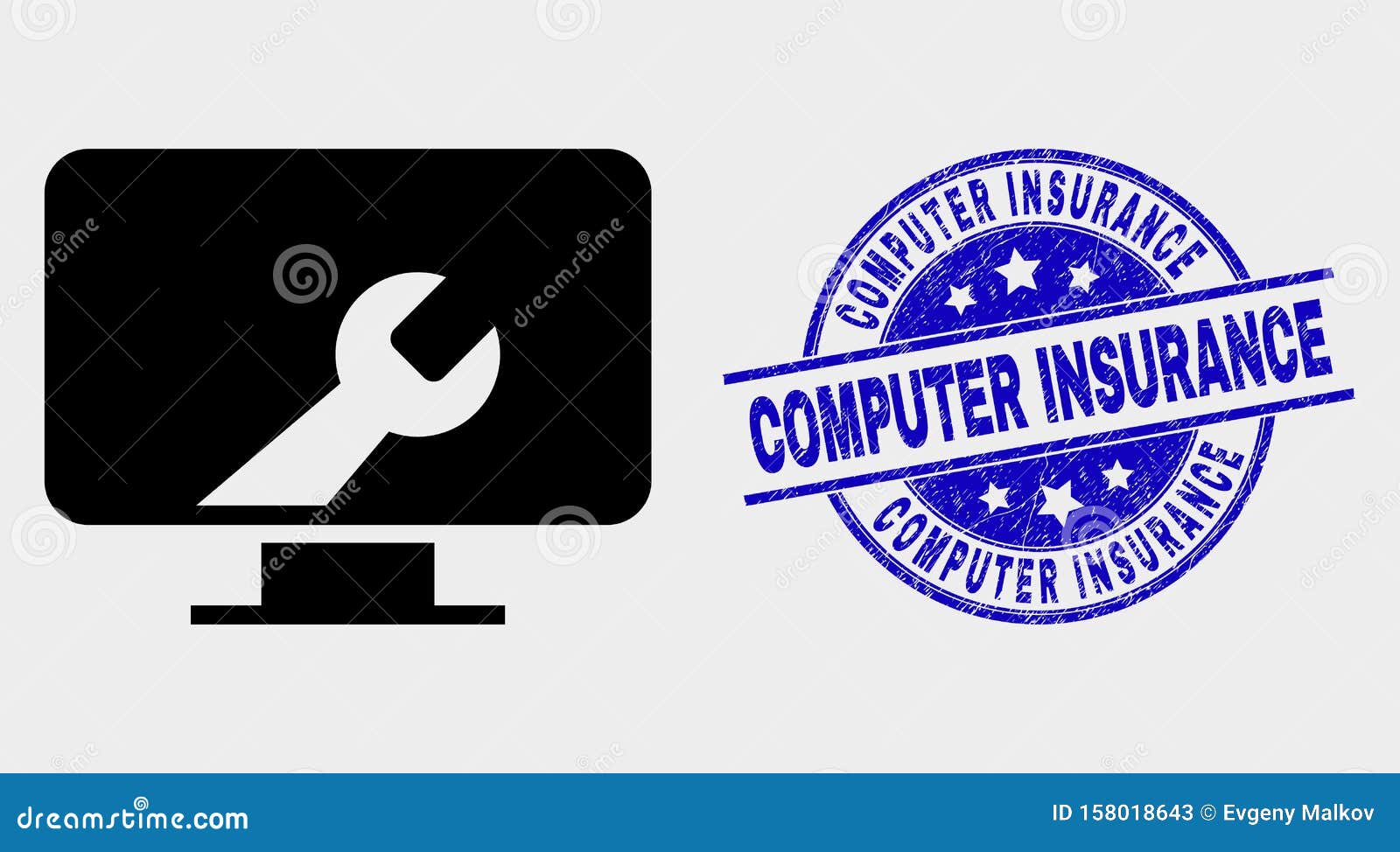 Vector Computer Settings Wrench Icon and Grunge Computer Insurance ...