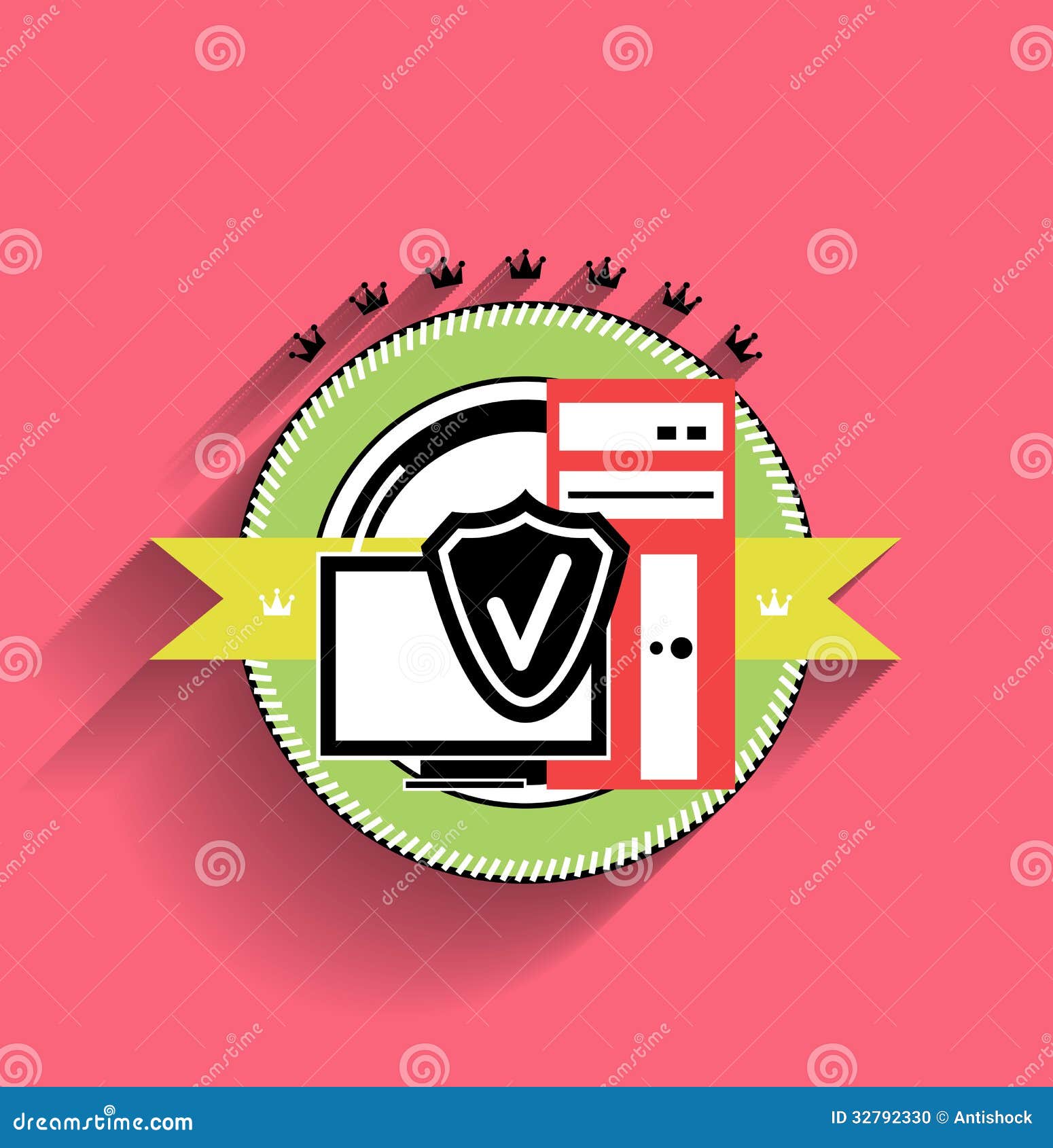 Vector Computer Stamp Modern Flat Design Stock Vector - Illustration of ...