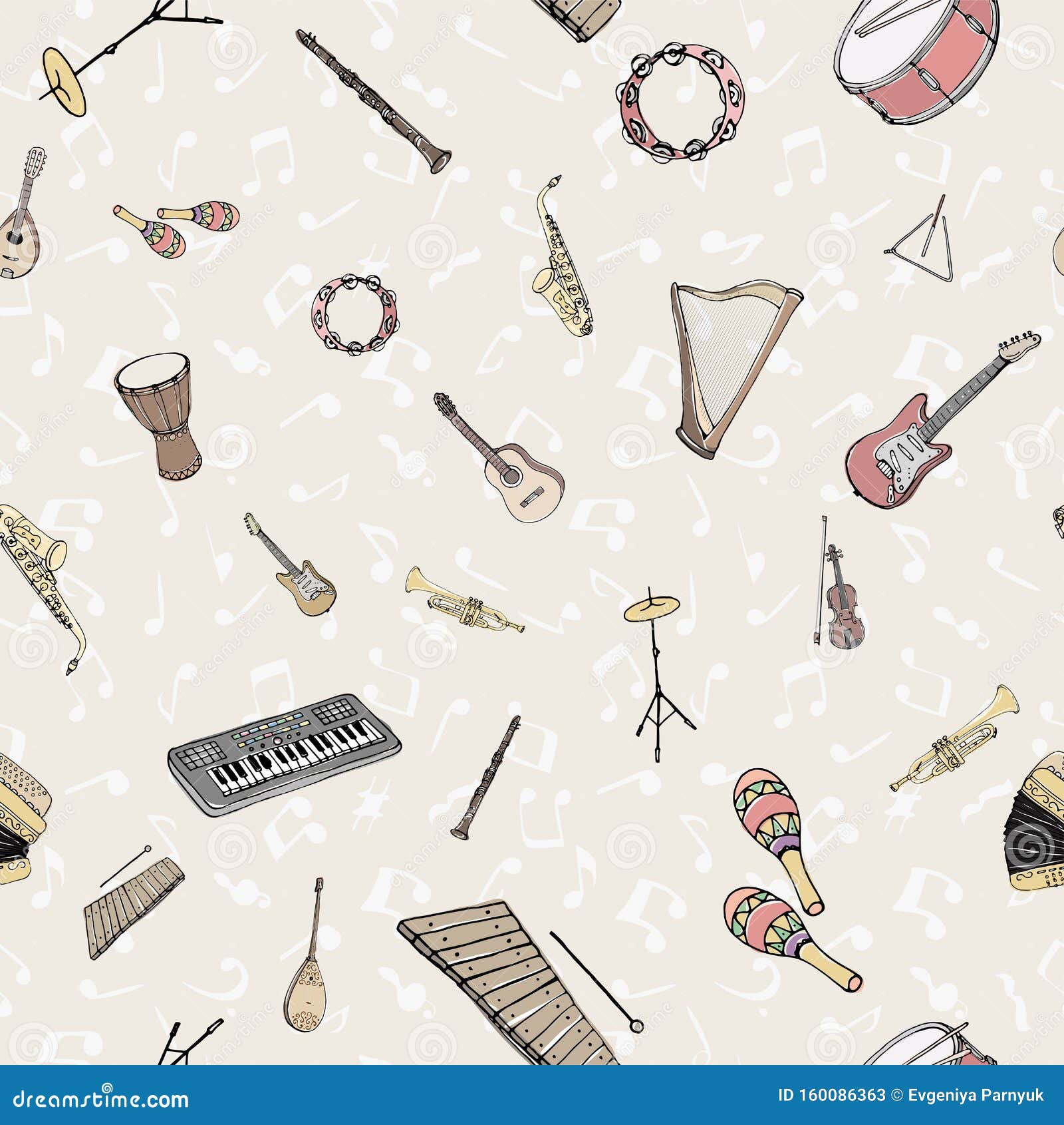 Vector Con Instrumentos Musicales Ilustración del Vector - Ilustración ...