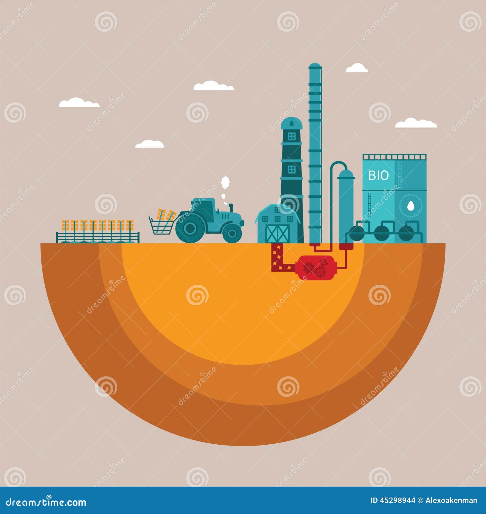 Vector Concept of Biofuels Refinery Plant for Processing Natural ...