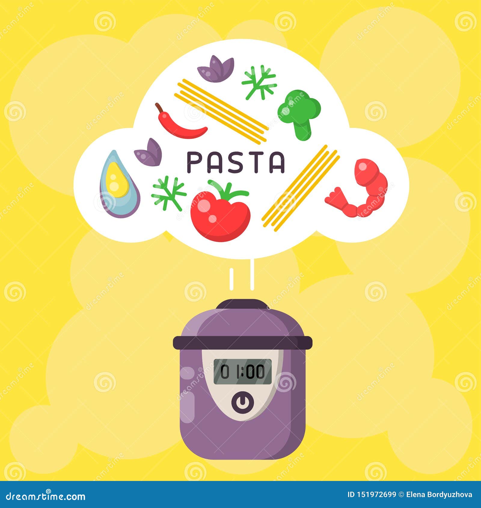 Vector Concept of Cooking Pasta in a Slow Cooker Stock Vector ...