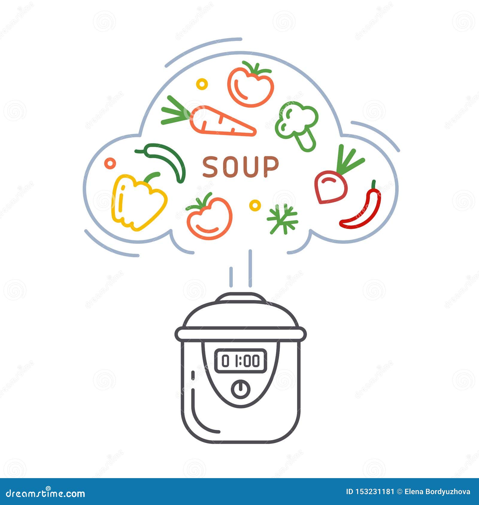 Vector Concept of Cooking Soup in a Slow Cooker Stock Vector ...