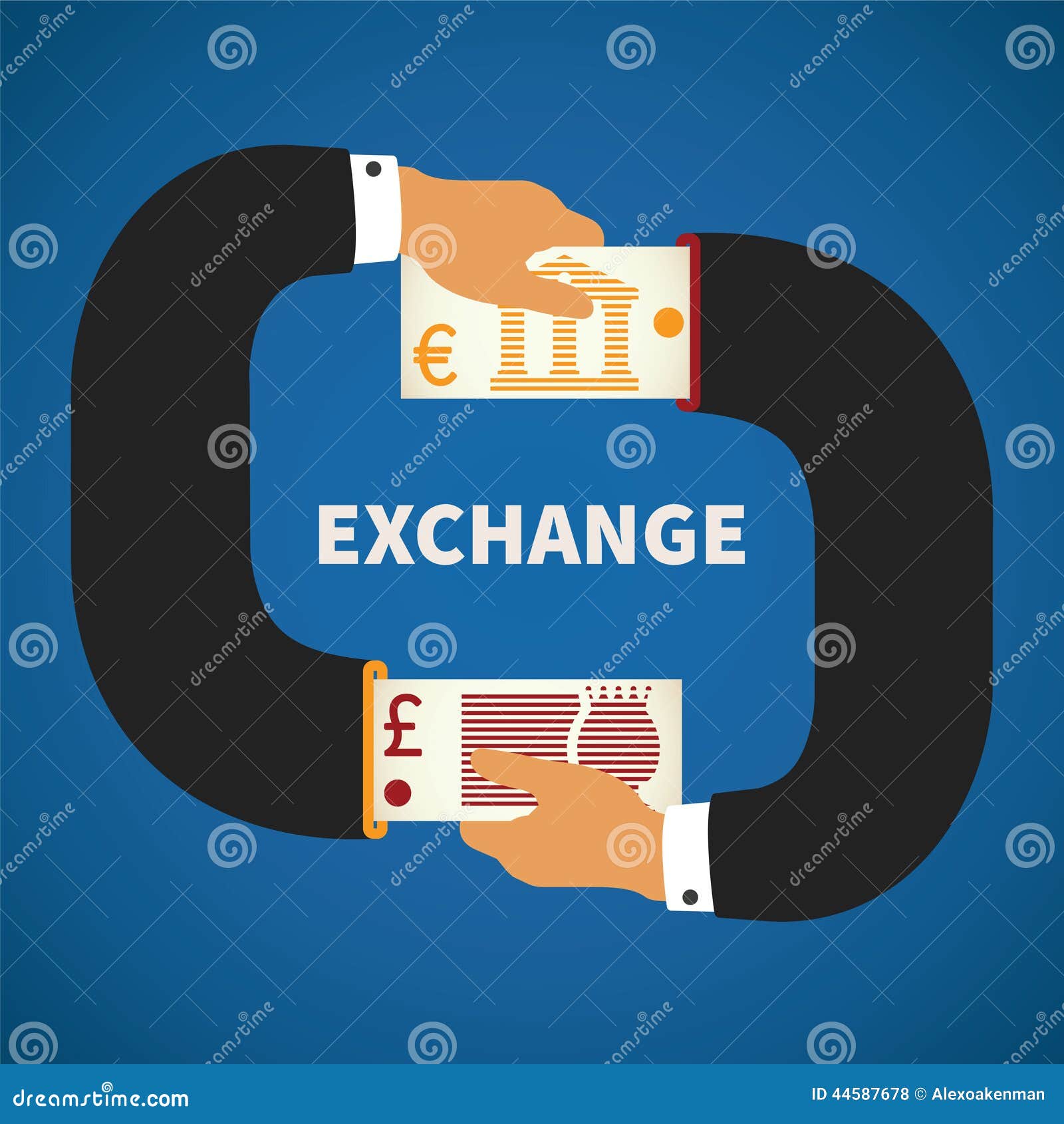Vector Concept of Currency Exchange Process Stock Vector - Illustration ...
