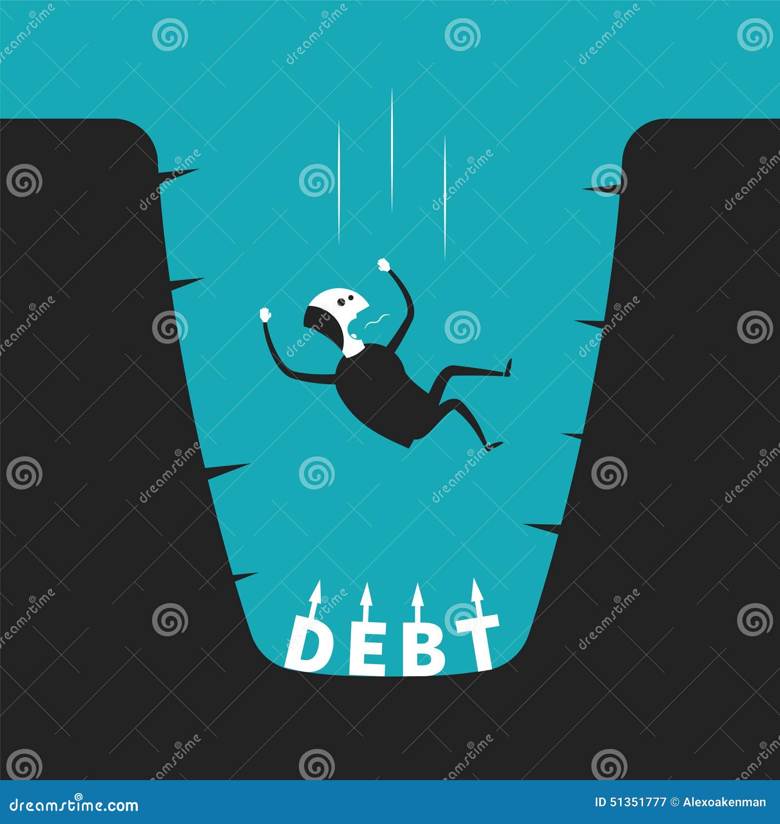 Vector Concept of Debt Pit in Flat Cartoon Style Stock Vector ...