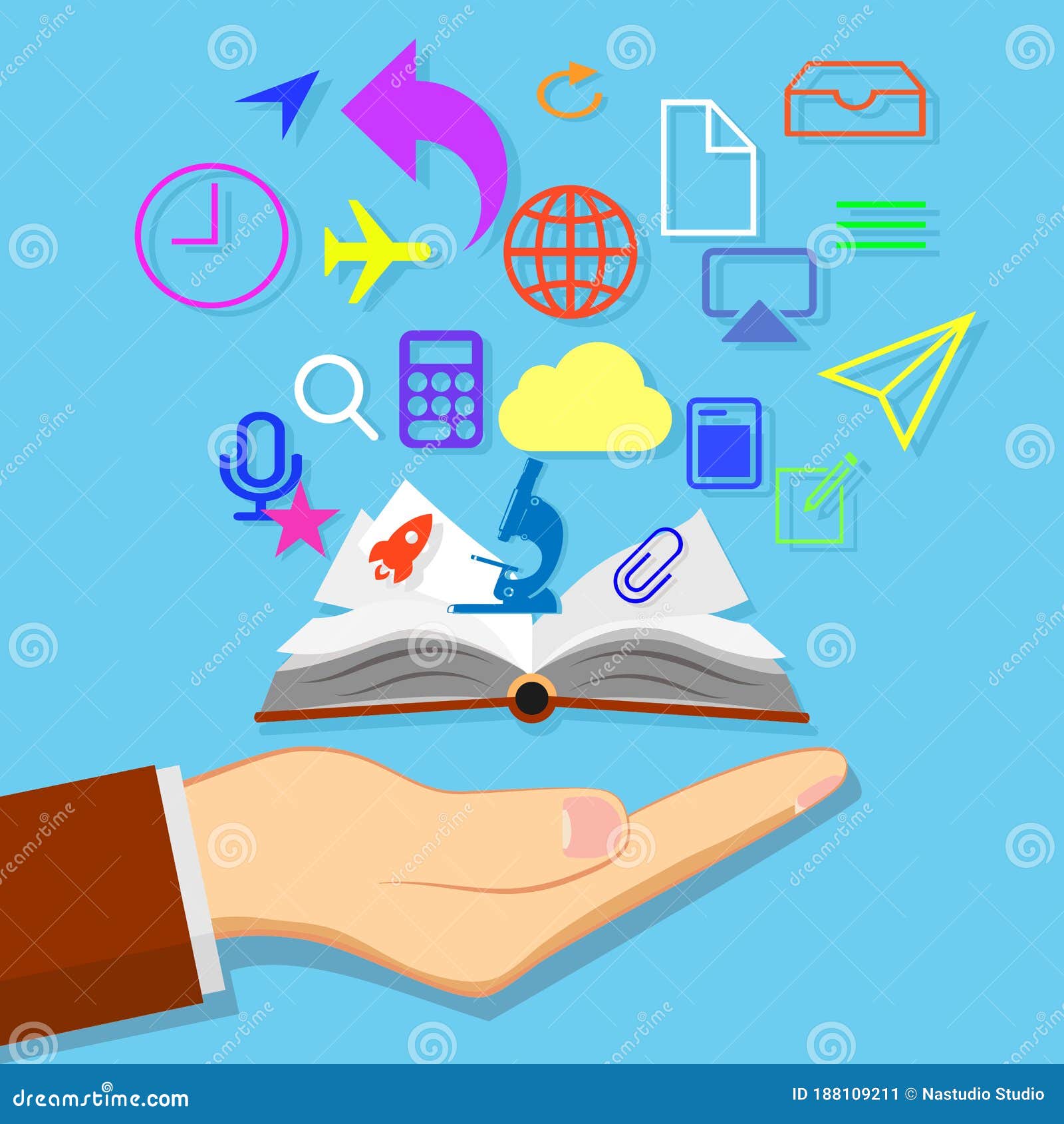 Vector Concept on Education Topics. Book Icon in Hand Stock Vector ...