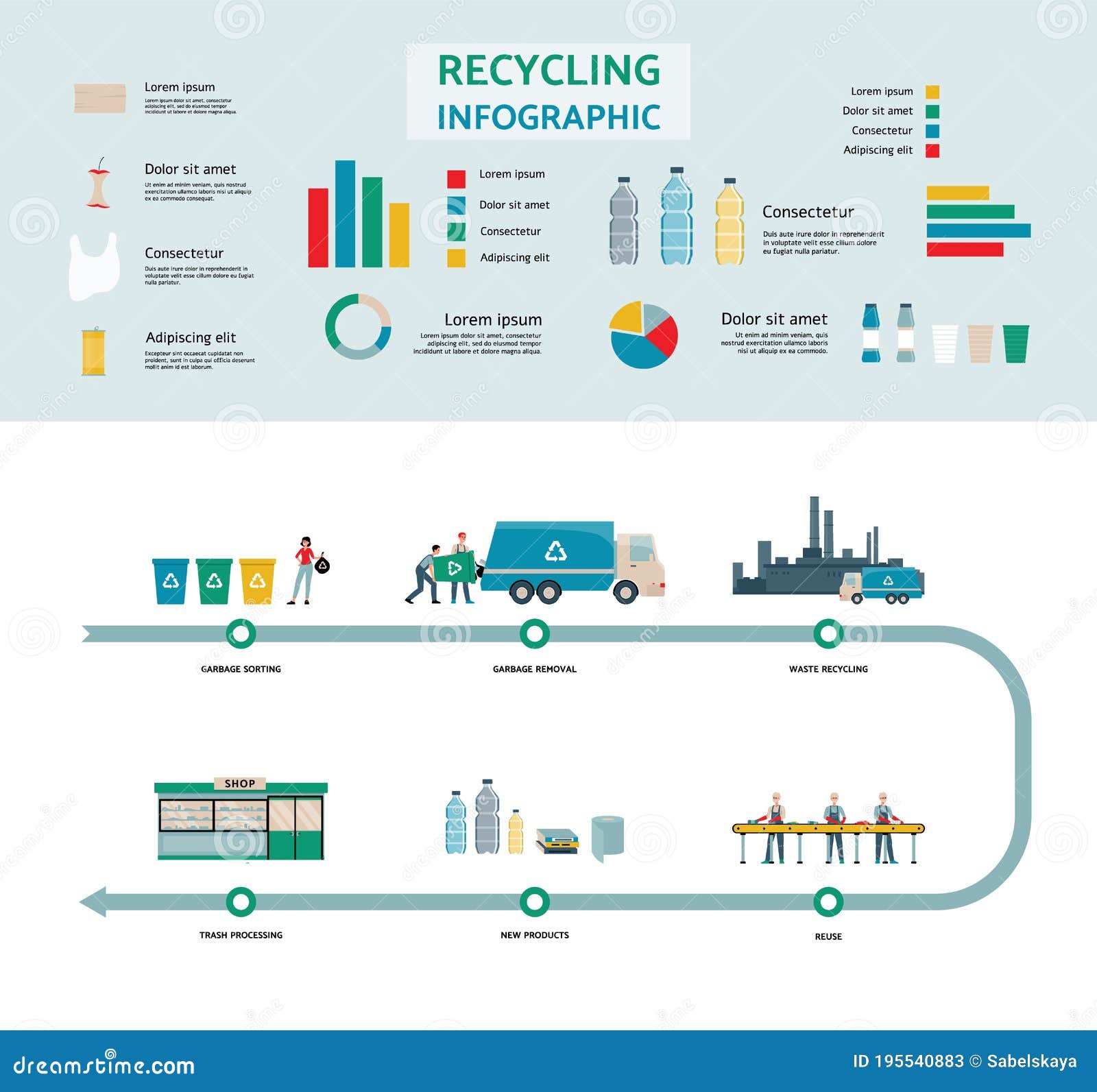 Vector Concept Flat Illustration of Technologies Waste Recycling Stock ...