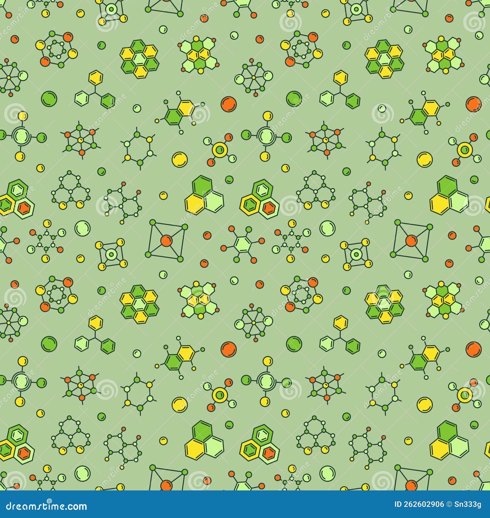 Vector Concept Green Seamless Pattern with Chemical Formulas Stock ...