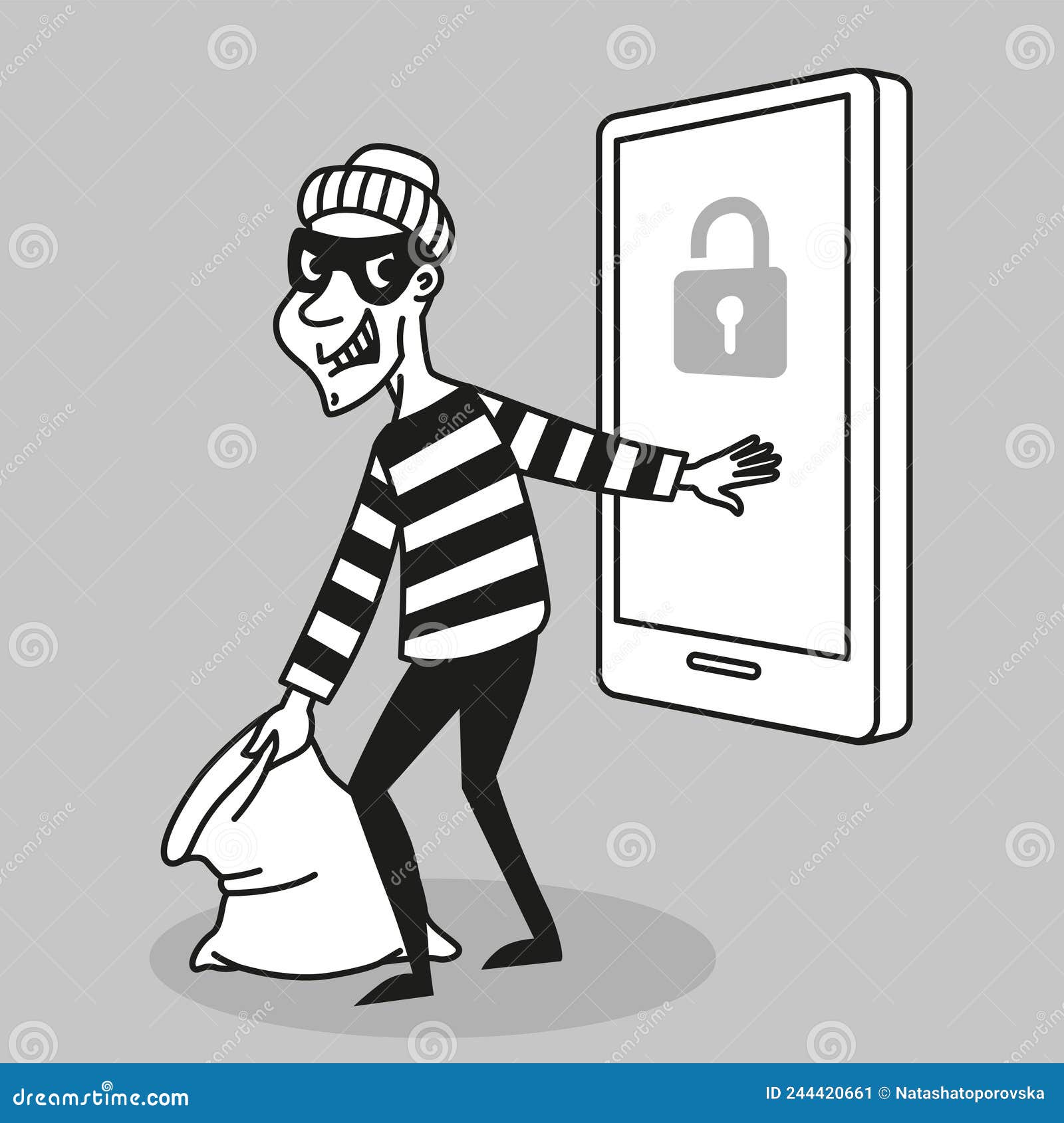 Vector Concept. Hacker Steals Personal Data and Funds from a Mobile ...