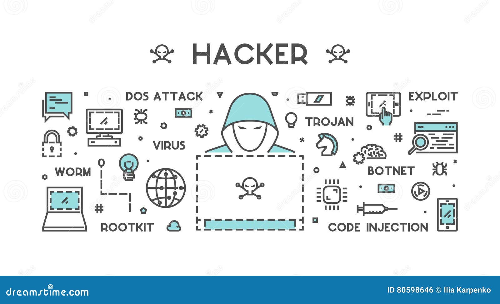 Vector Concept of Hacking and Cyber Crimes Stock Illustration ...