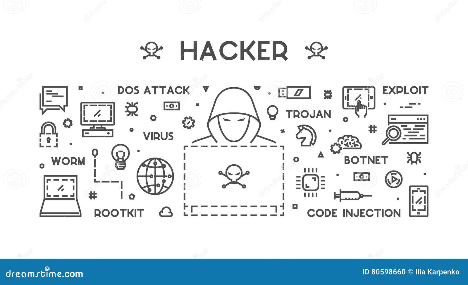 Vector Concept of Hacking and Cyber Crimes Stock Illustration ...