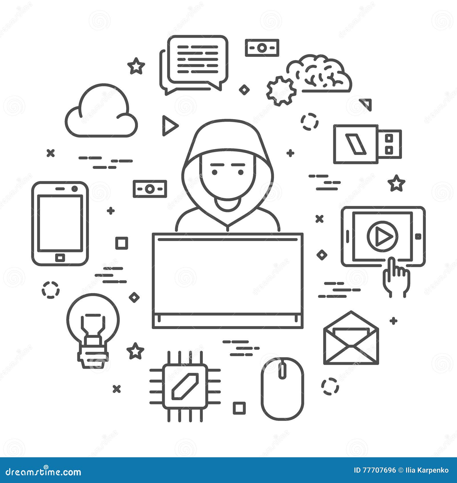 Hacker Or Programmer Character Design With Icon Set Come With 9640