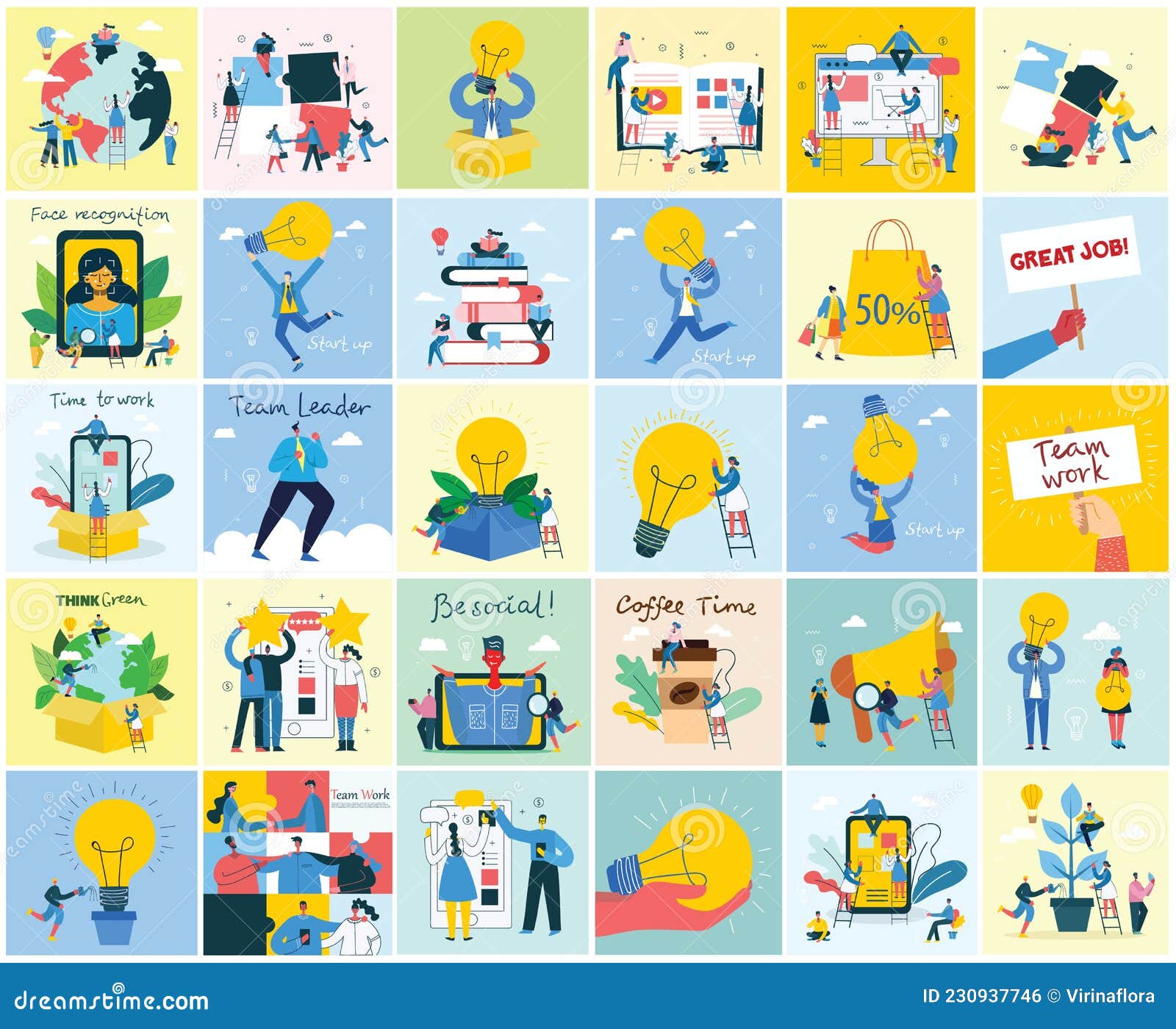 Vector Concept Illustration Business Backgrounds of Start Up with Light ...