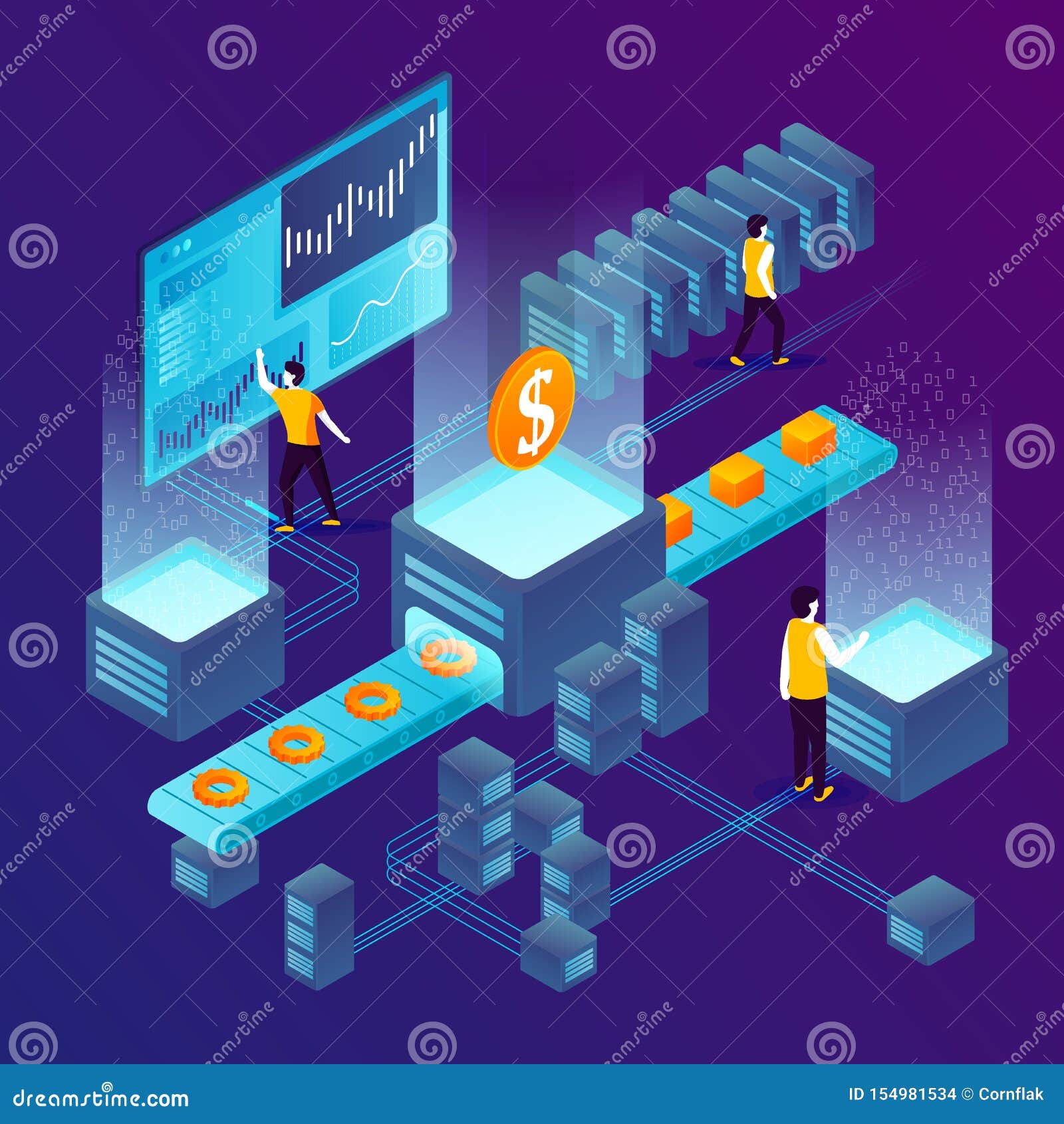 Vector Intelligent Factory Manufacturing Process Stock Vector ...