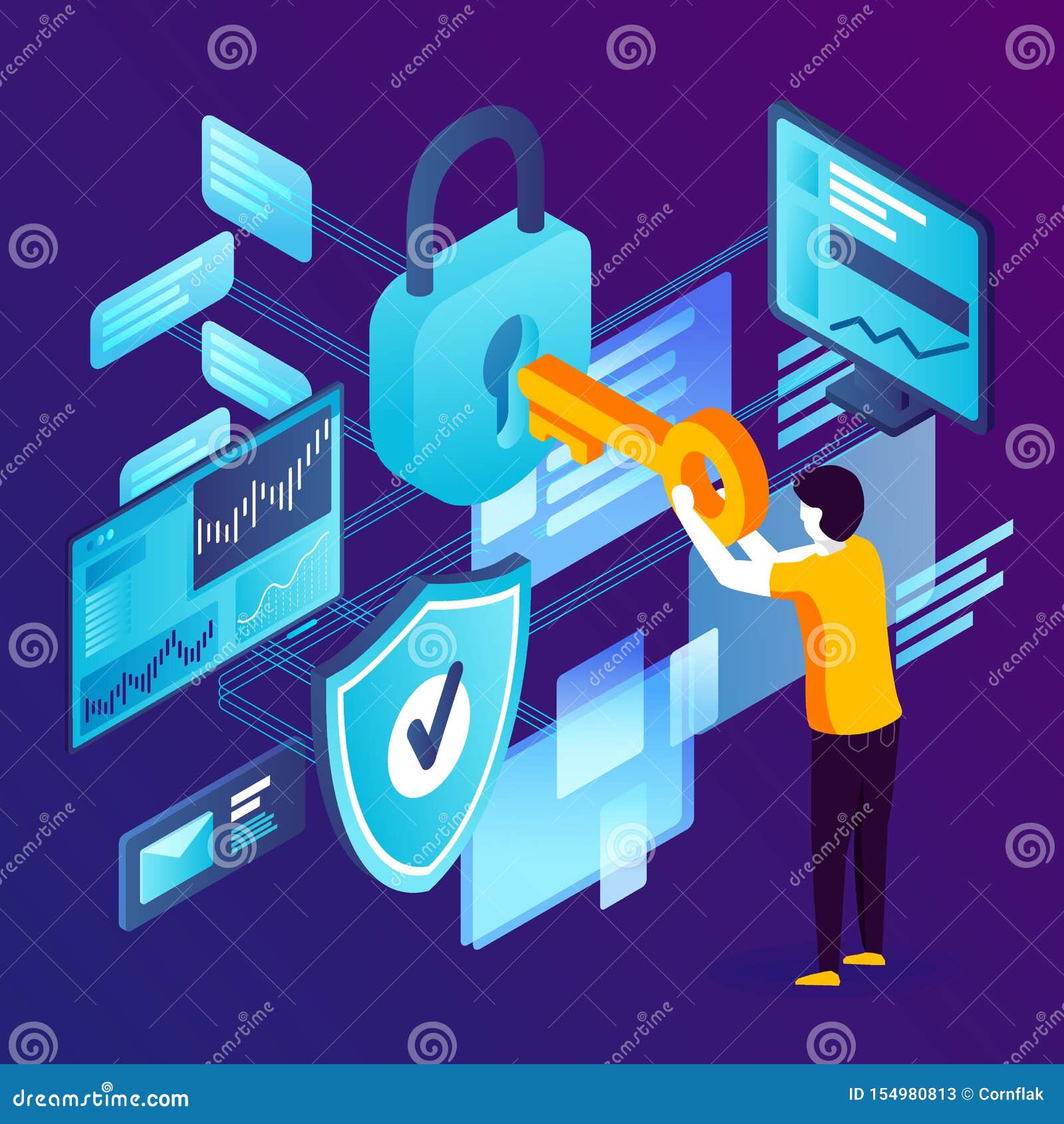 Vector Man with Key and Lock, Data Protection Stock Vector ... Vector Man with Key and Lock, Data Protection Stock Vector ...