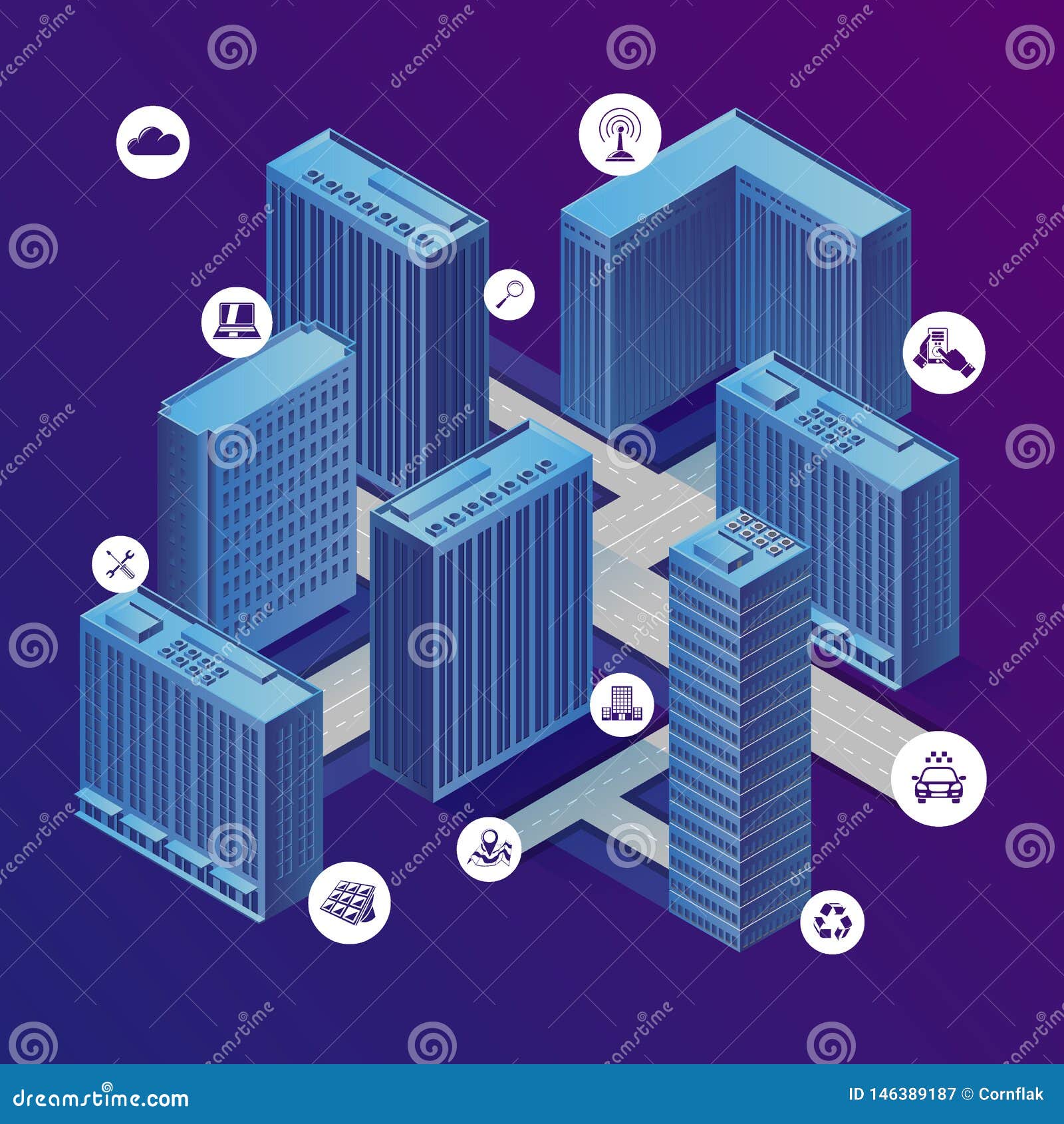 Vector Concept - Network of Intelligent Buildings Stock Vector ...