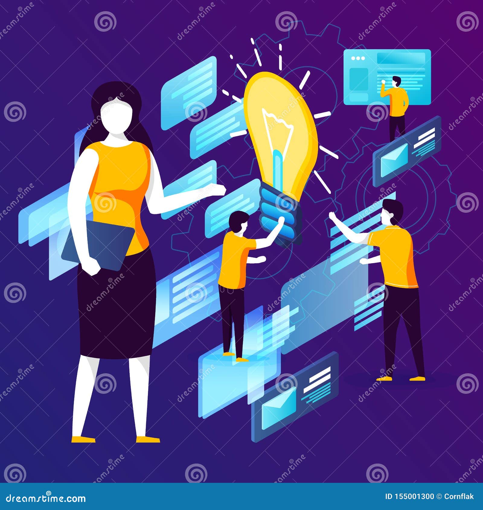 Vector Problem Solution People, Idea Light Bulb Stock Vector ...