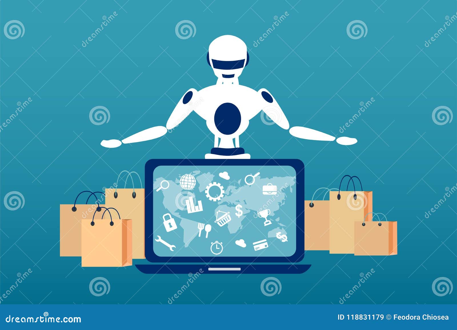Automatization of Shipping Process Concept Stock Illustration ...
