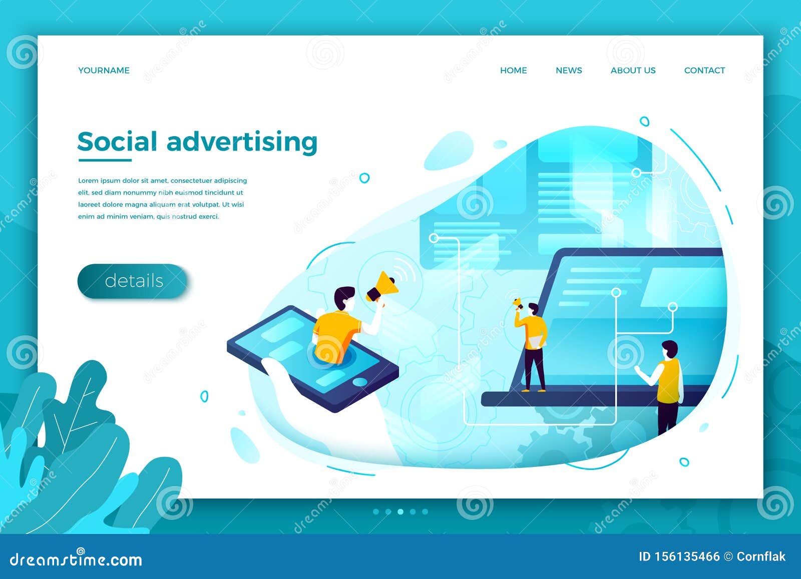 Vector Social Network Advertisement Work Process Stock Vector ...