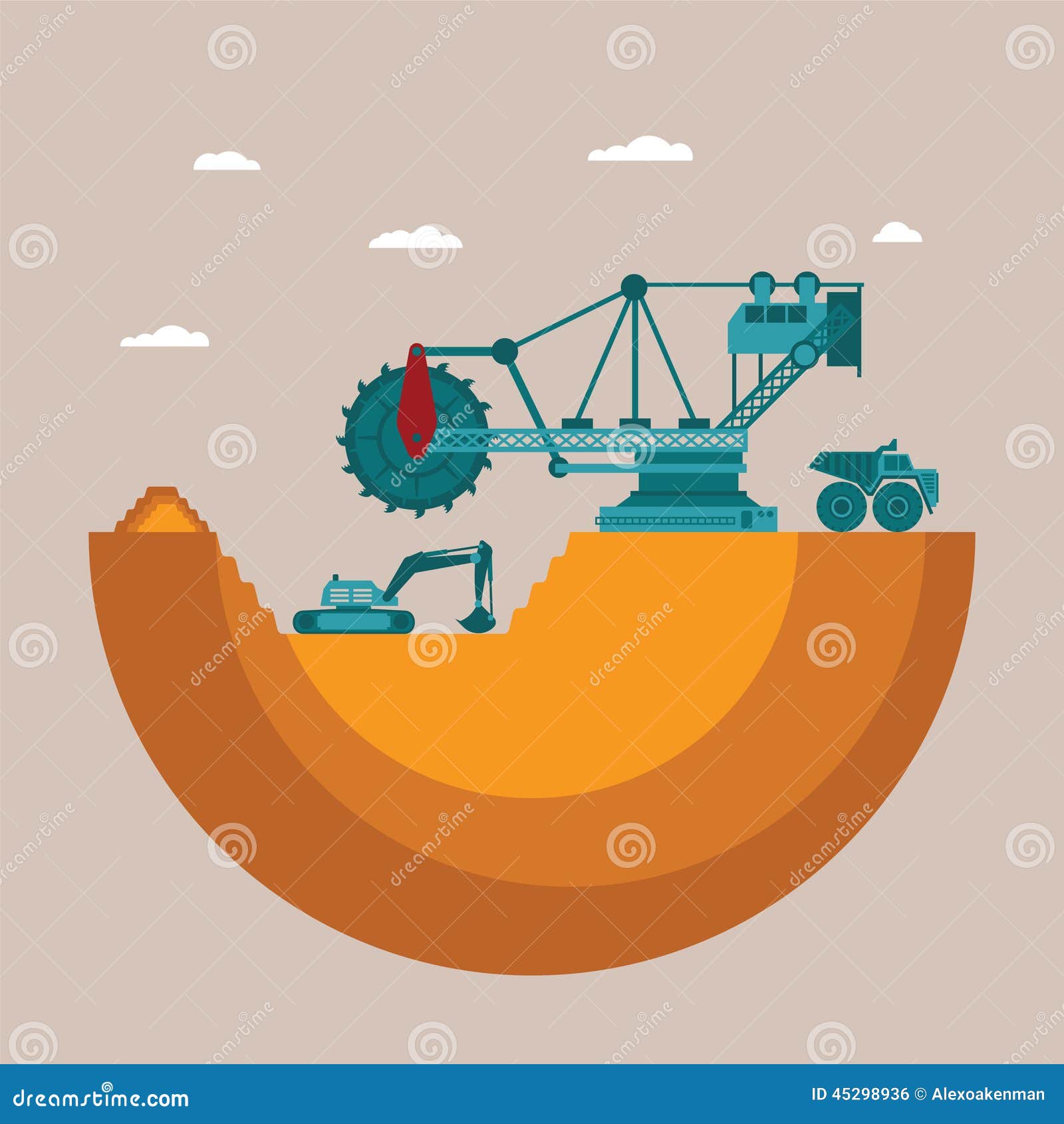 Vector Concept of Mine at Mineral Deposit Place with Waste Heap Stock ...