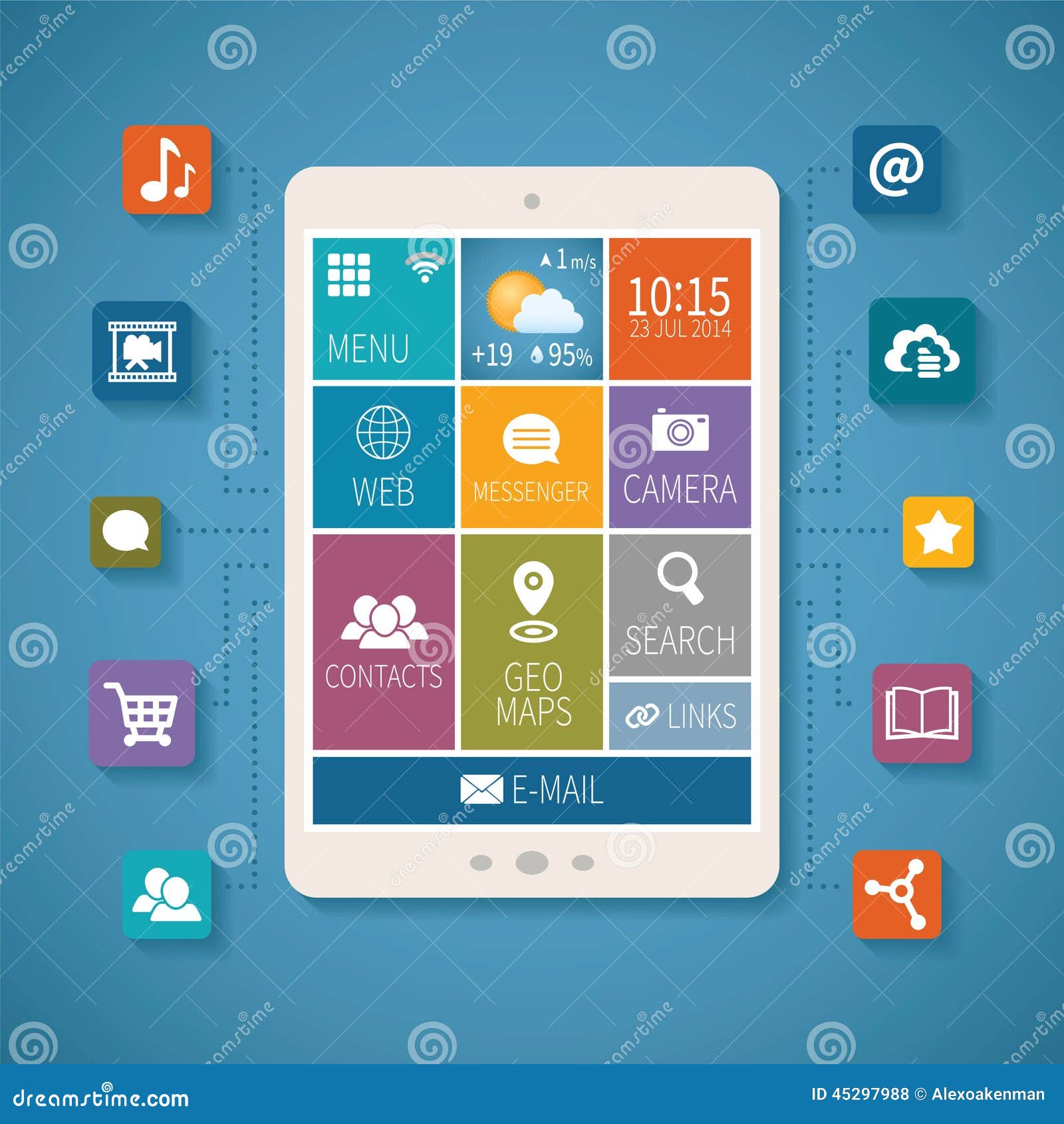 Vector Concept of Mobile Communications and Cloud Services. Stock ...