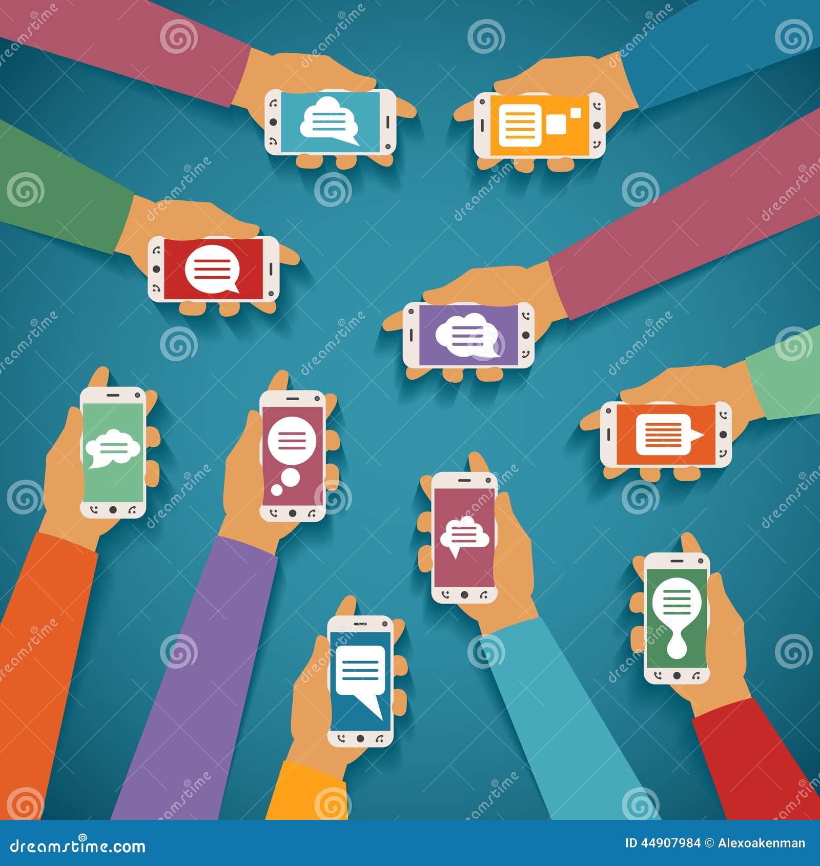 Vector Concept Of Mobile Instant Messenger Chat With Hands Smartphones ... Vector Concept Of Mobile Instant Messenger Chat With Hands Smartphones ...