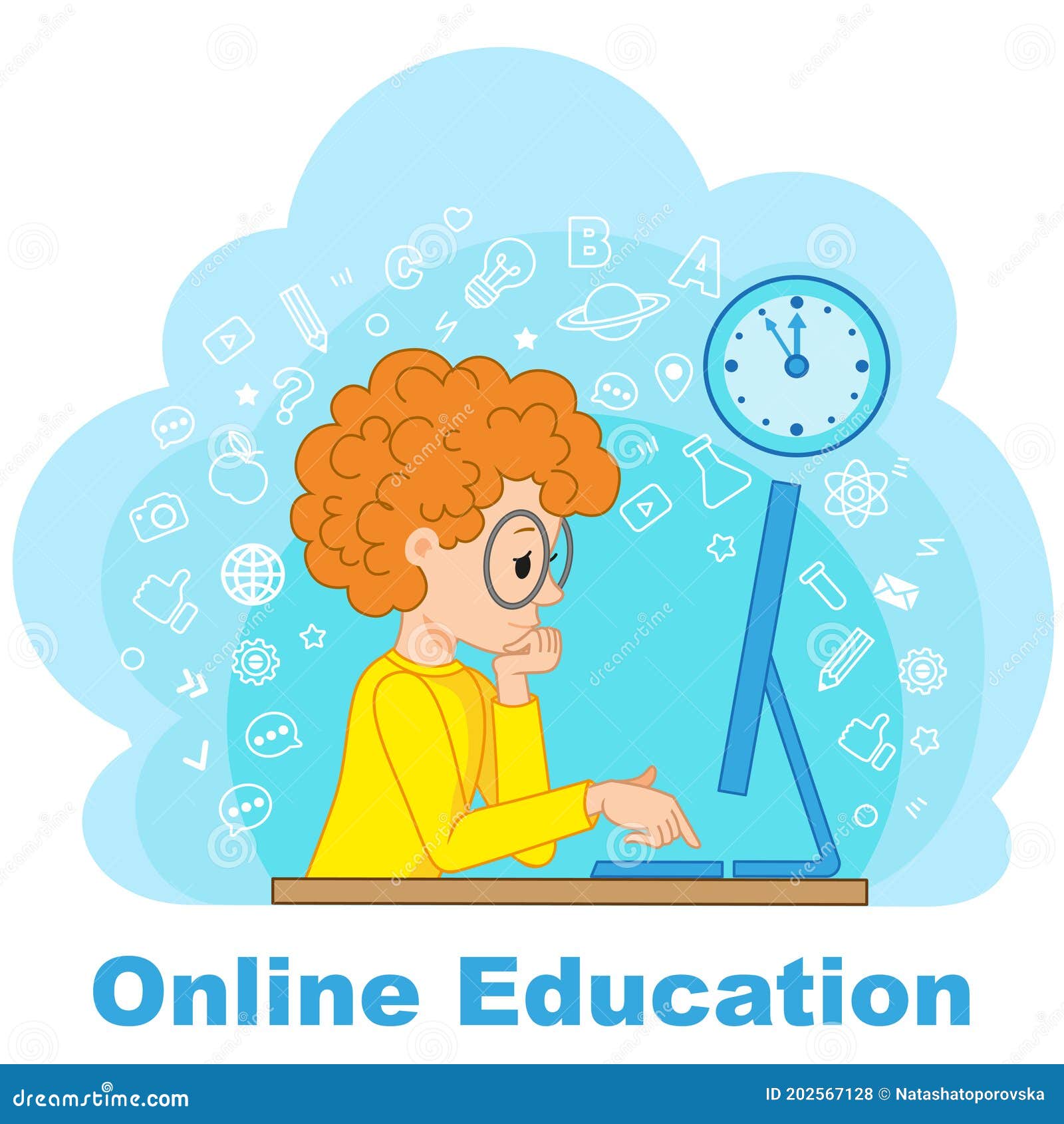 Vector Concept Online Education, Distance Learning. Character in ...
