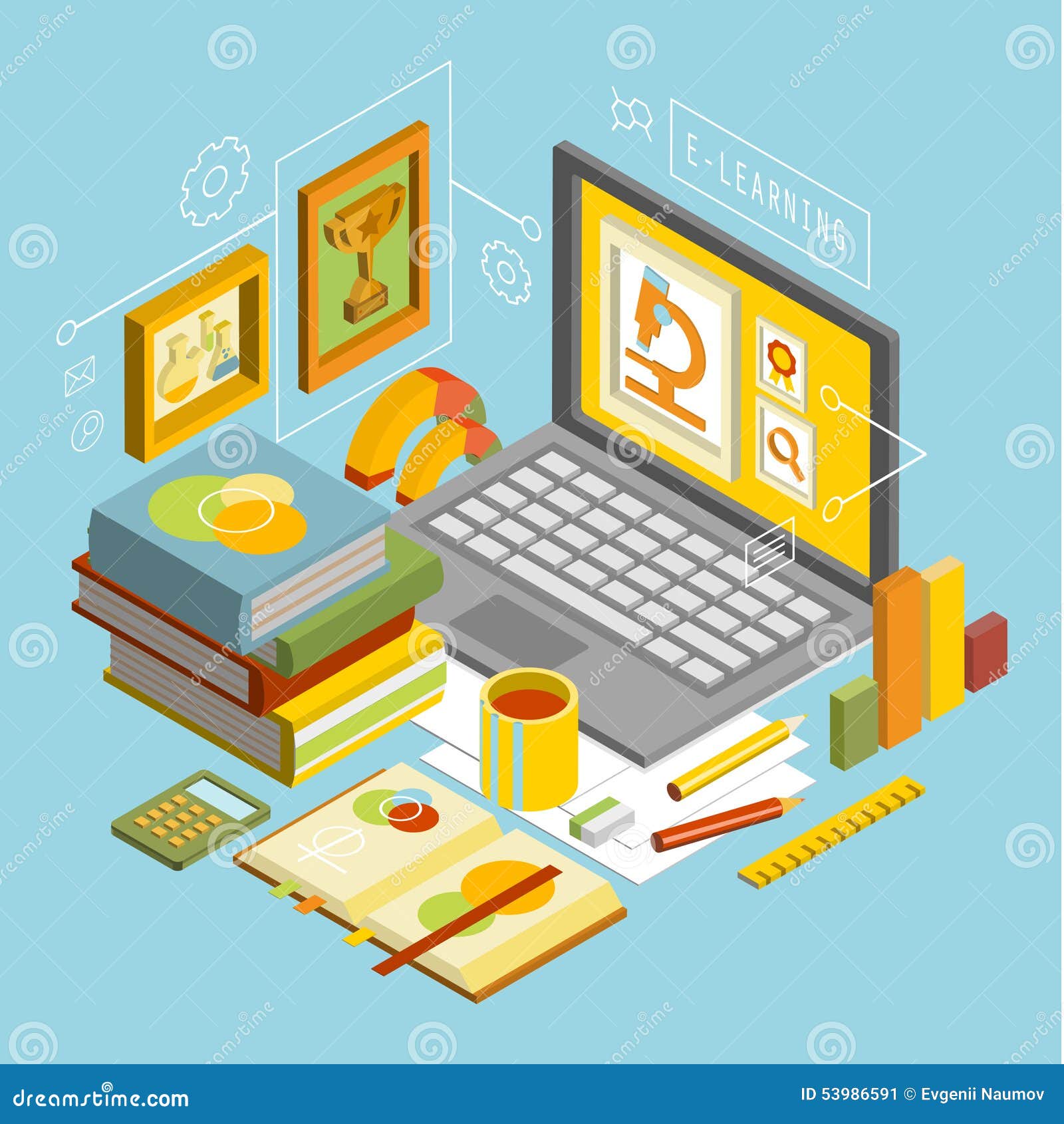 Vector Concept for Online Education. Flat 3d Stock Vector ...