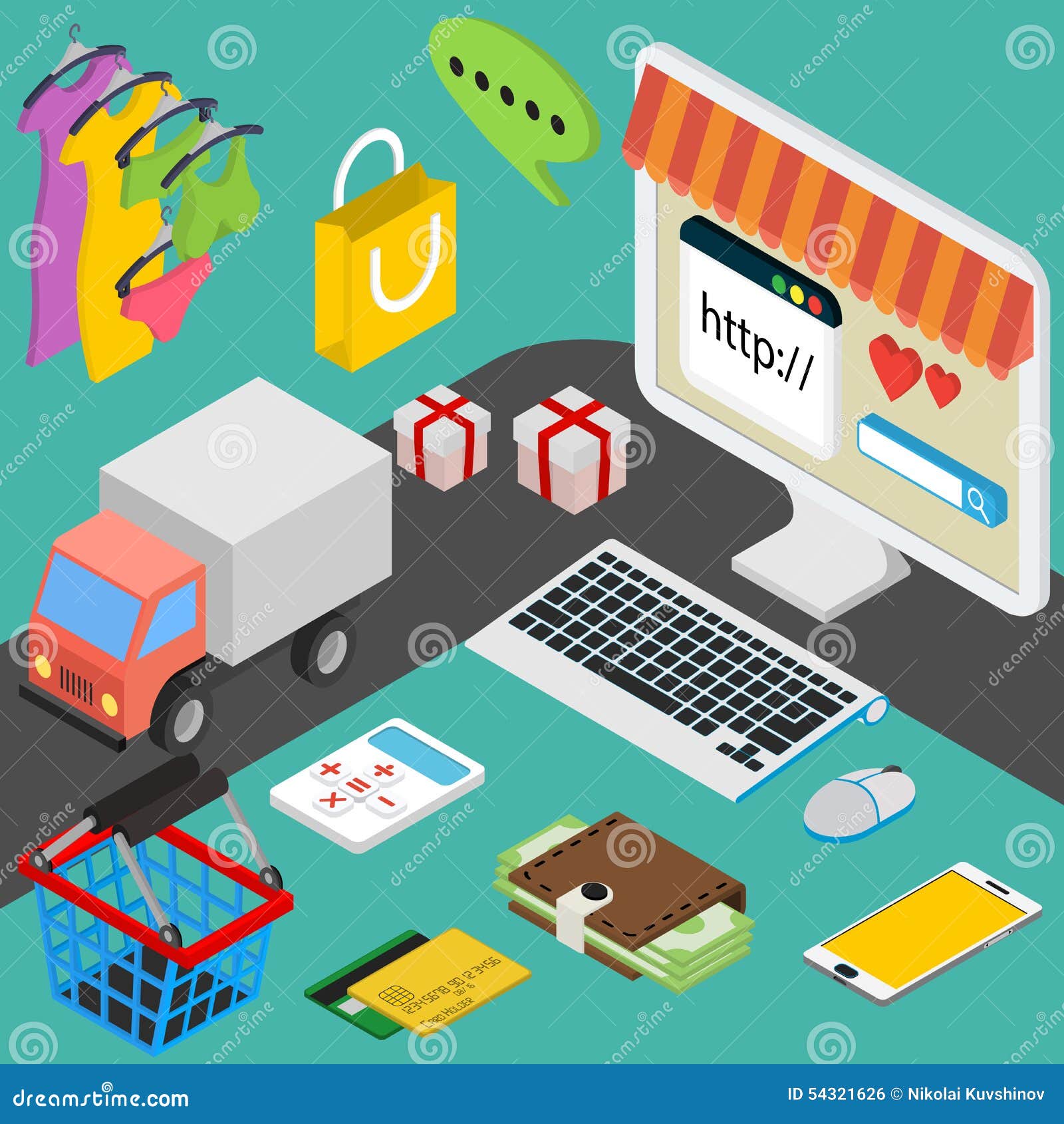 Vector Concept of Online Shop in Flat Design Stock Vector ...