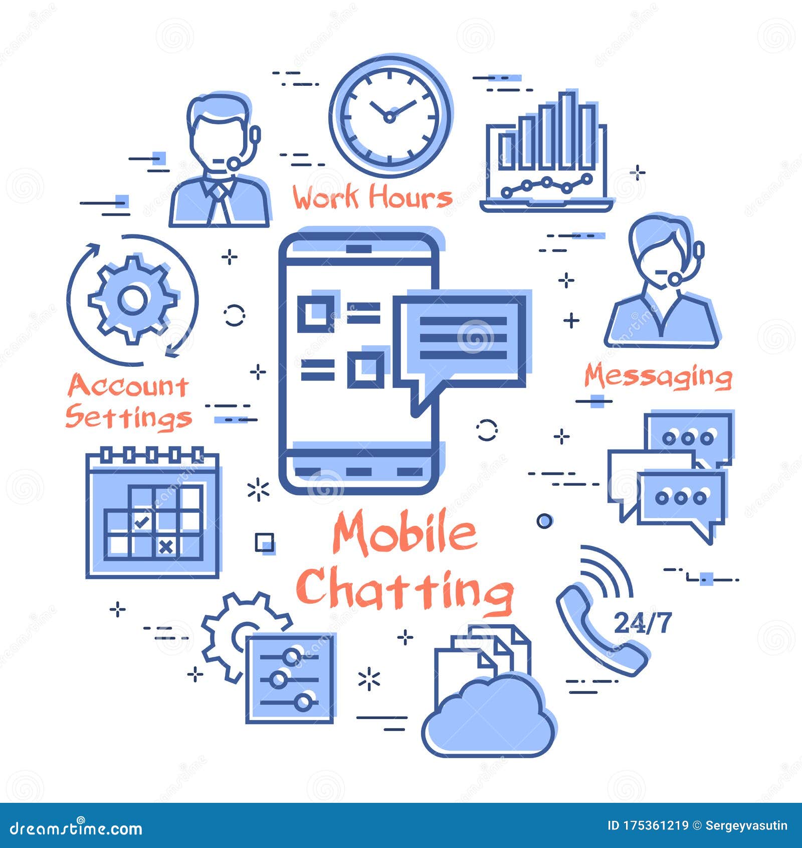 Vector Concept of Online Support - Mobile Chatting Icon Stock Vector ...