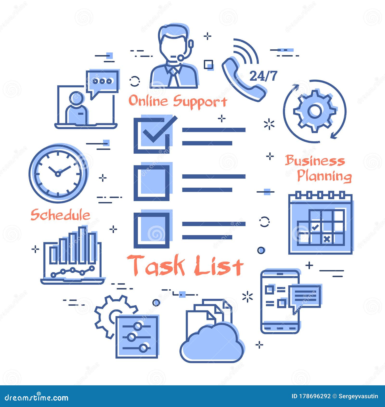 Vector Concept of Online Support - Task List Icon Stock Vector ...