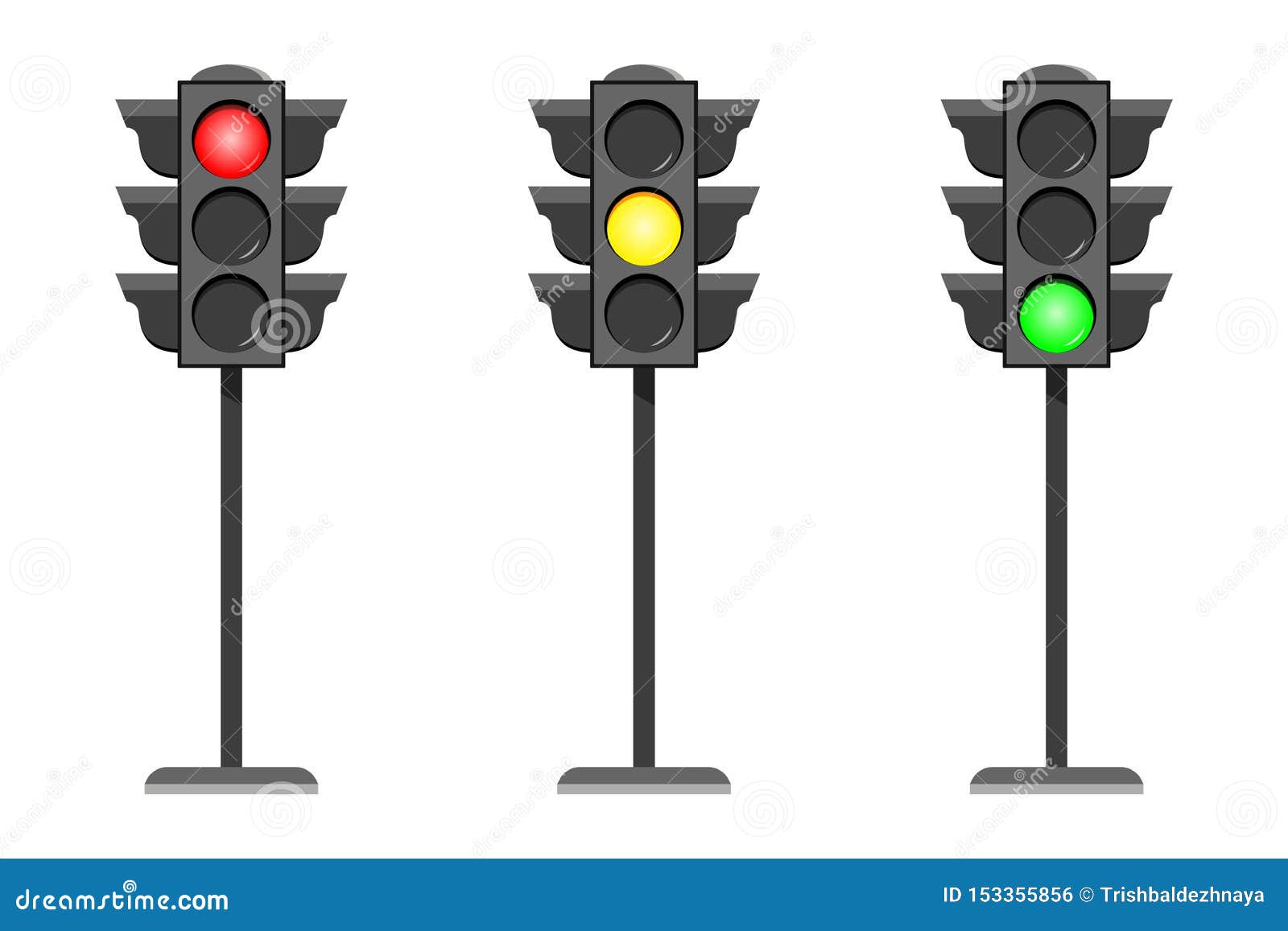 Vector Concept Traffic Light Interface Icons Flat Design Illustration ...