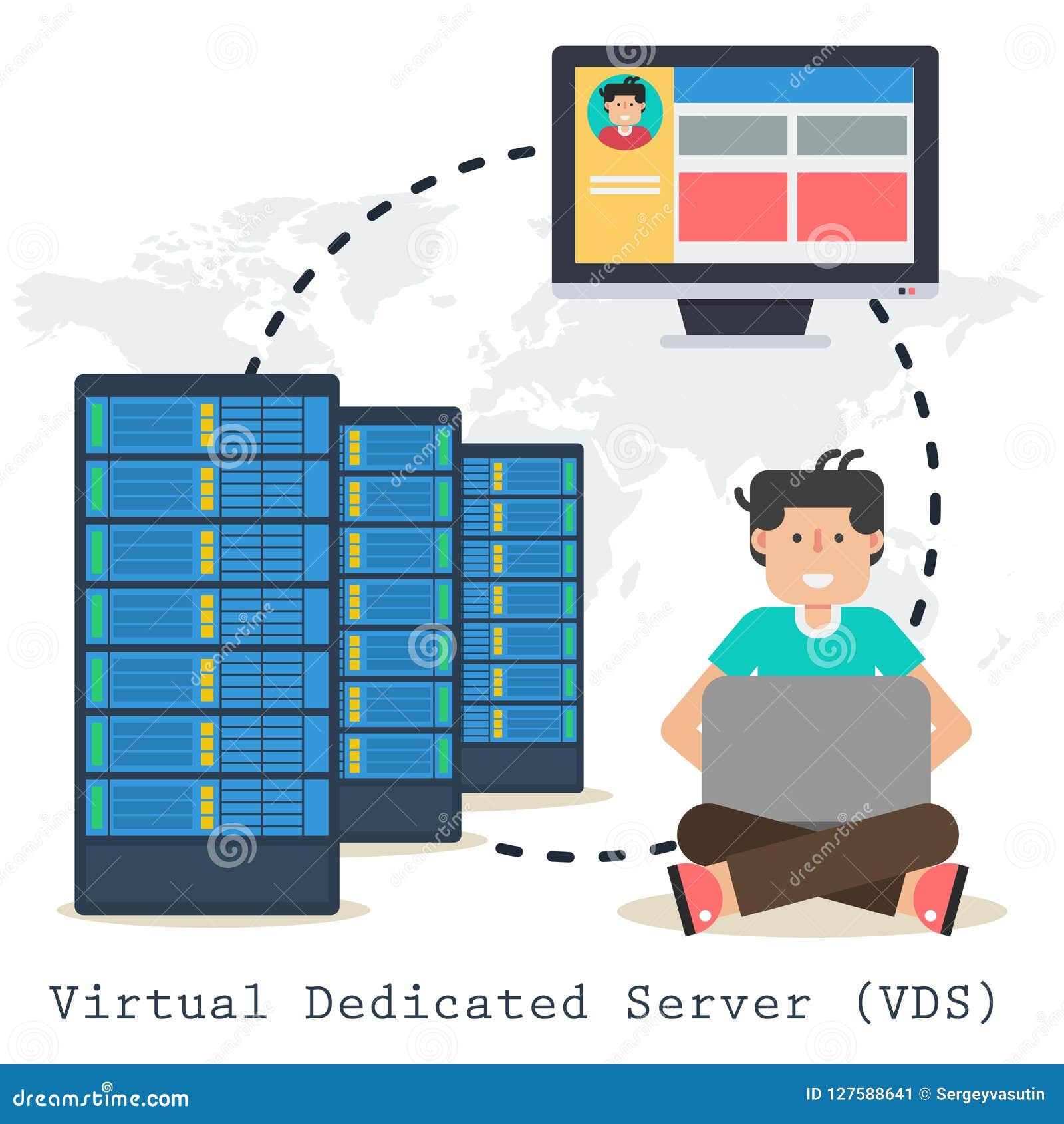 Vector Concept Virtual Dedicated Server on White Stock Vector ...