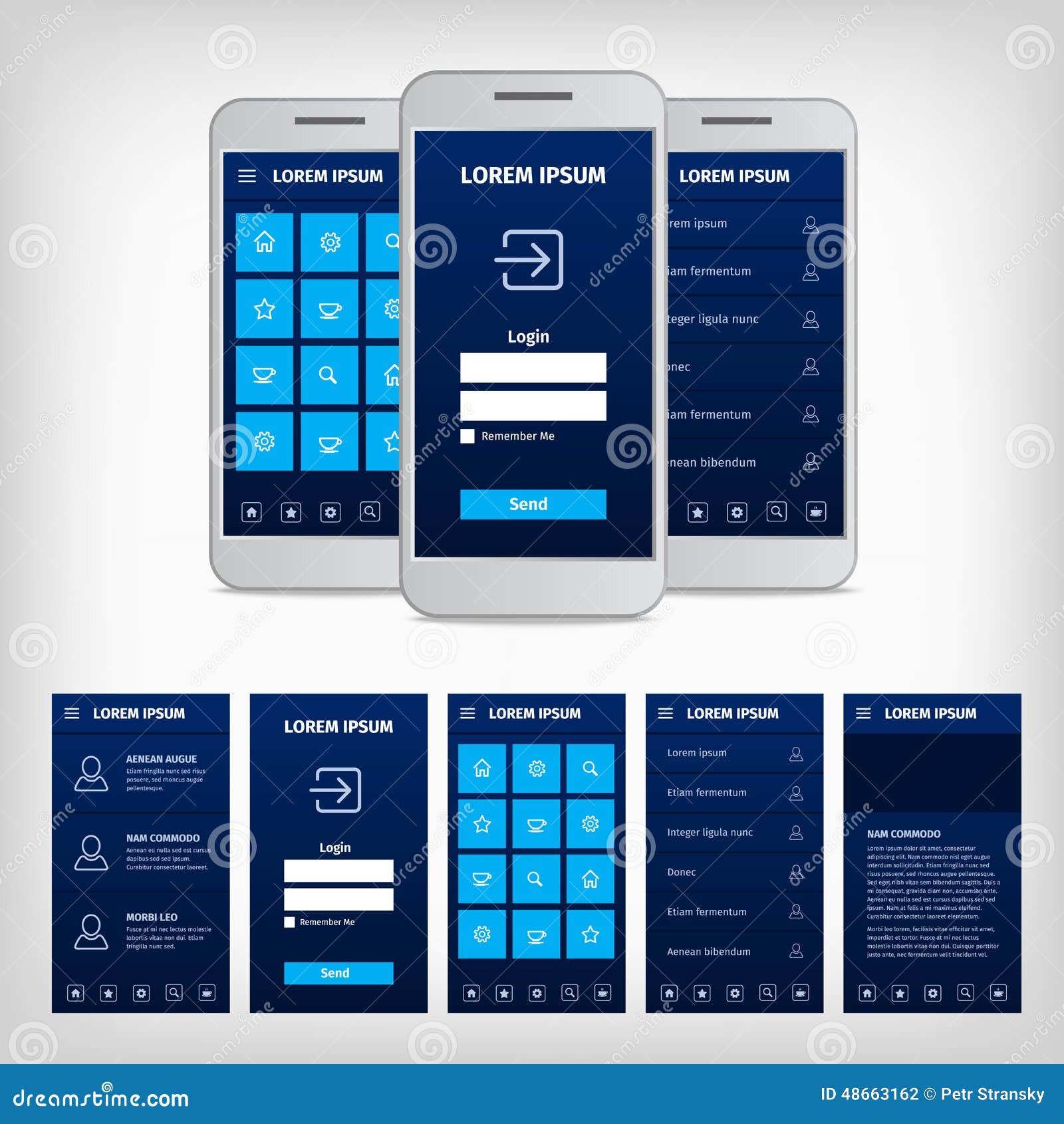Vector Conception Of Blue Mobile User Interface Stock Vector