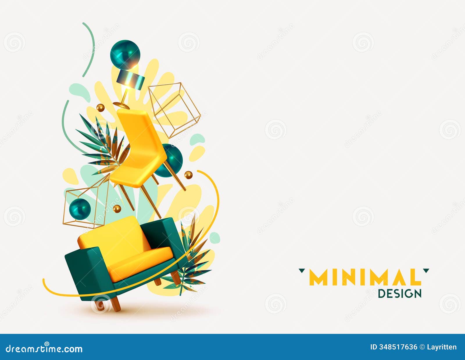 Vector Conceptual Composition with 3d Objects. House Interior Design ...