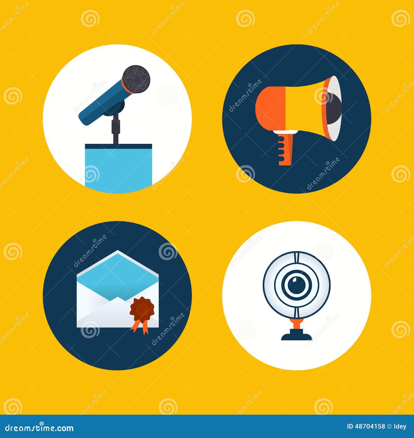 Vector Conference Icons in Flat Style Stock Vector - Illustration of ...
