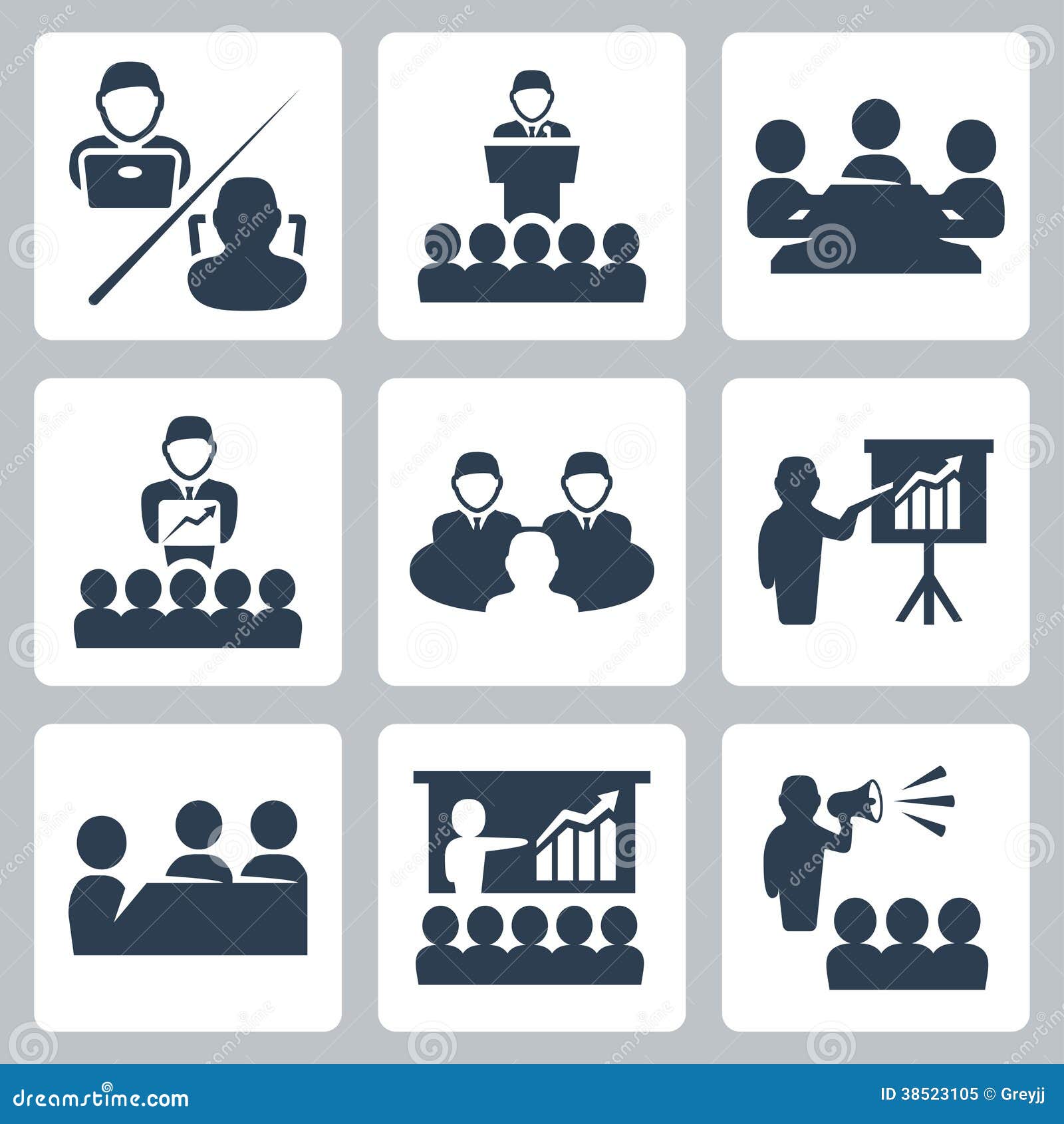Vector Conference, Meeting Icons Set Stock Vector - Illustration: 38523105