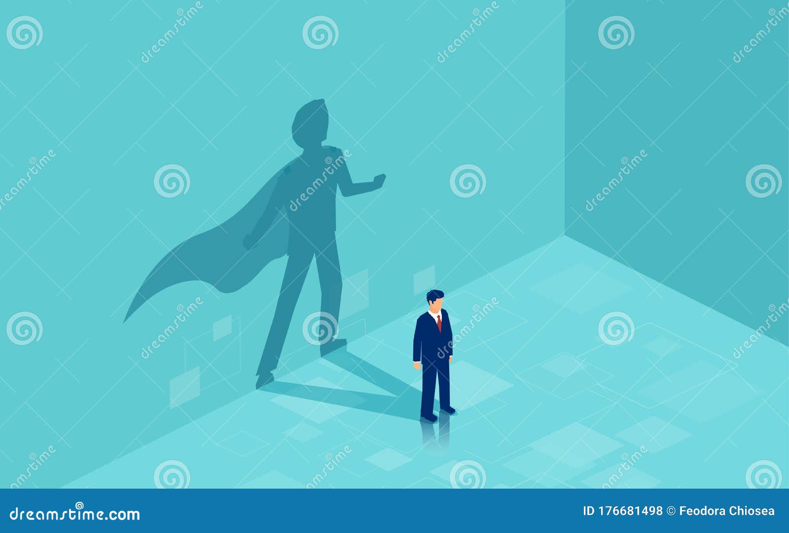 Vector of a Confident Business Man with a Super Hero Shadow Stock ...
